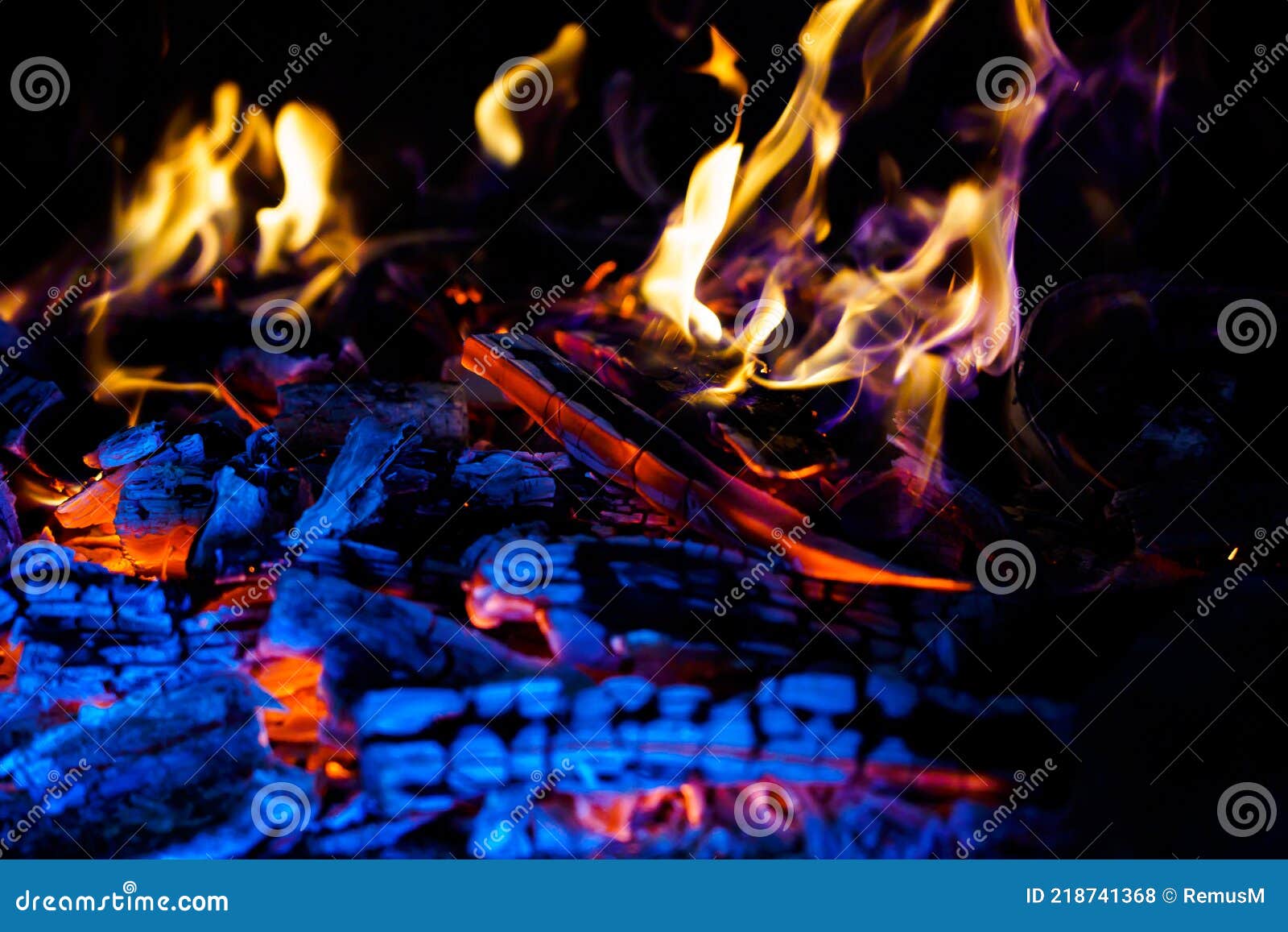 Wood Fire, Hard with Embers. Stock Photo - Image of orange, fireplace ...
