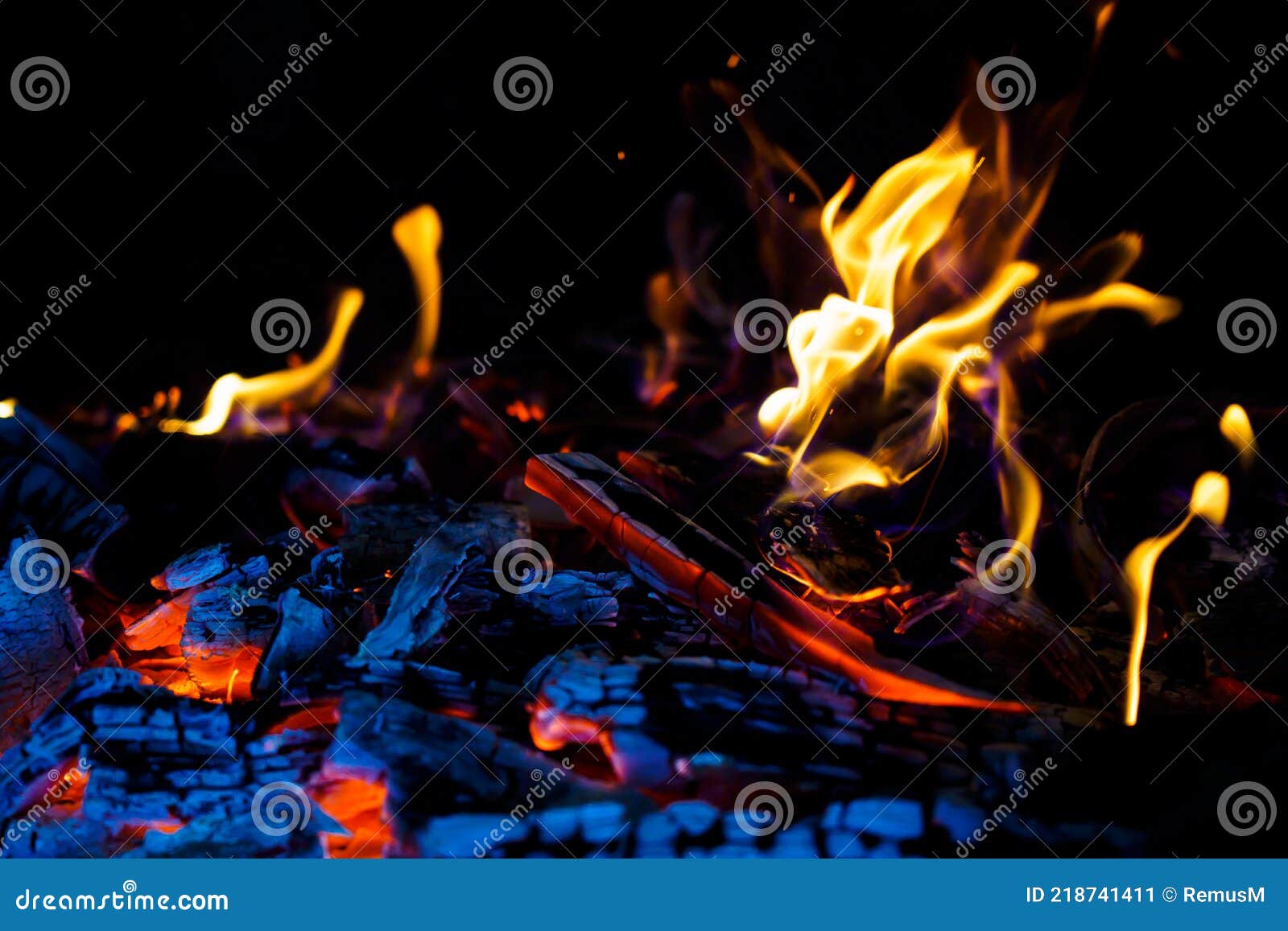 Wood Fire, Hard with Embers. Stock Image - Image of flame, barbecue ...