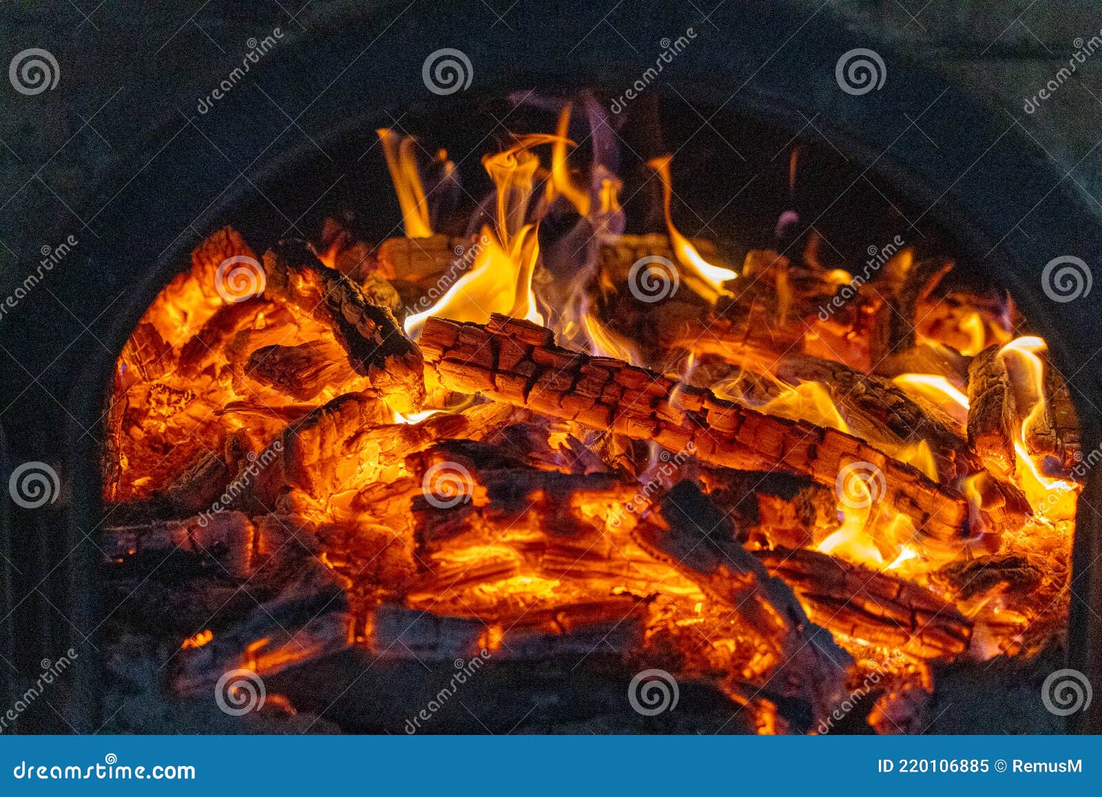 Wood Fire, Hard with Embers. Stock Image - Image of wood, burning ...