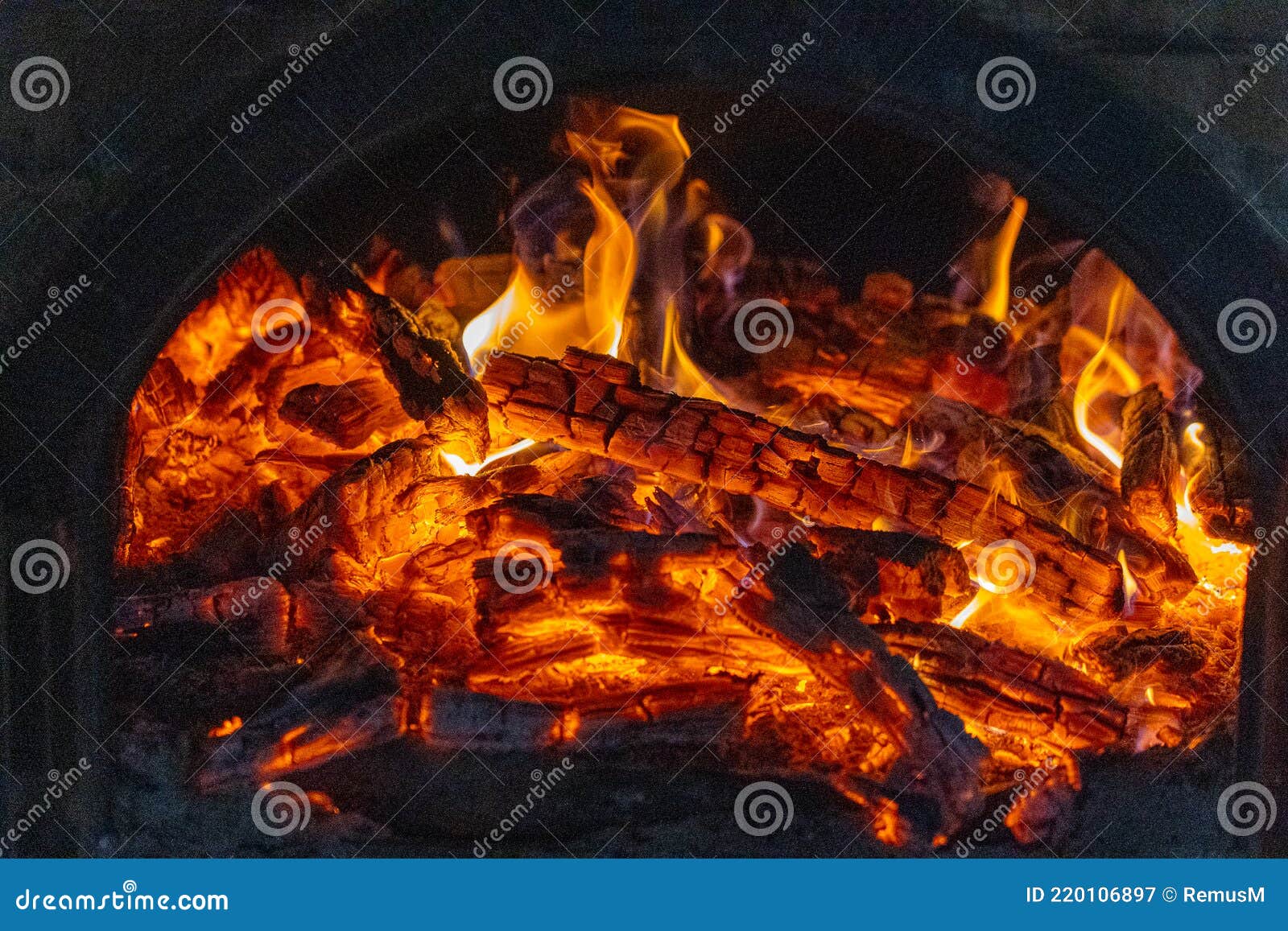 Wood Fire, Hard with Embers. Stock Image - Image of wallpaper, smoke ...