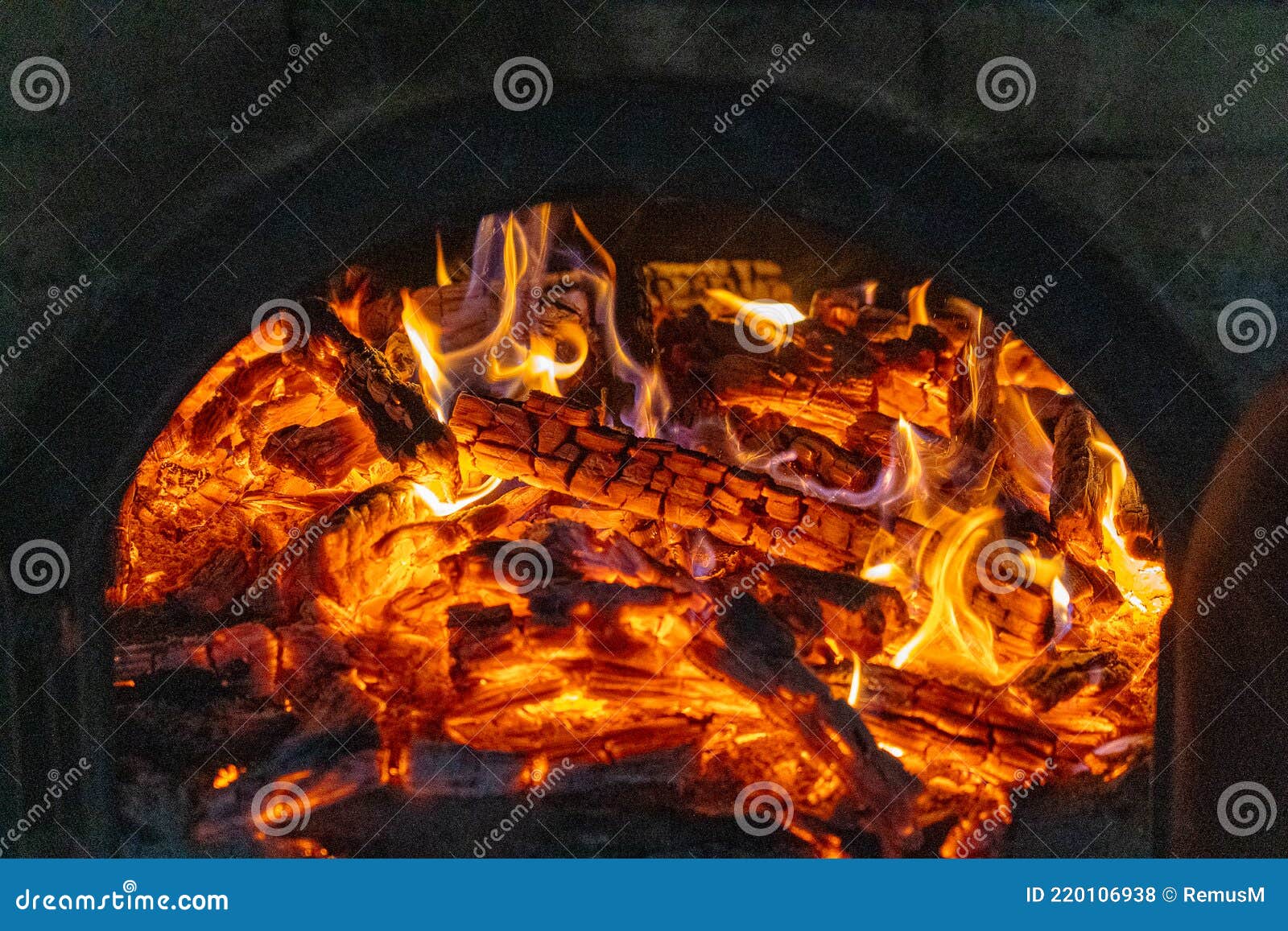Wood Fire, Hard with Embers. Stock Photo - Image of fireplace, burning ...