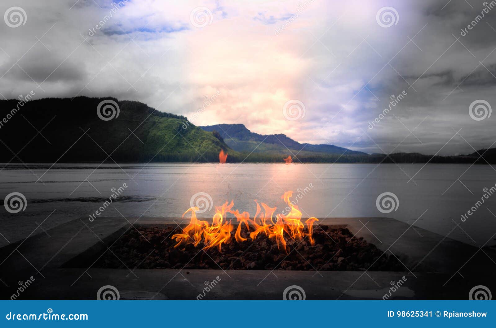 Wood Fire outdoors. stock image. Image of outdoors, color - 98625341