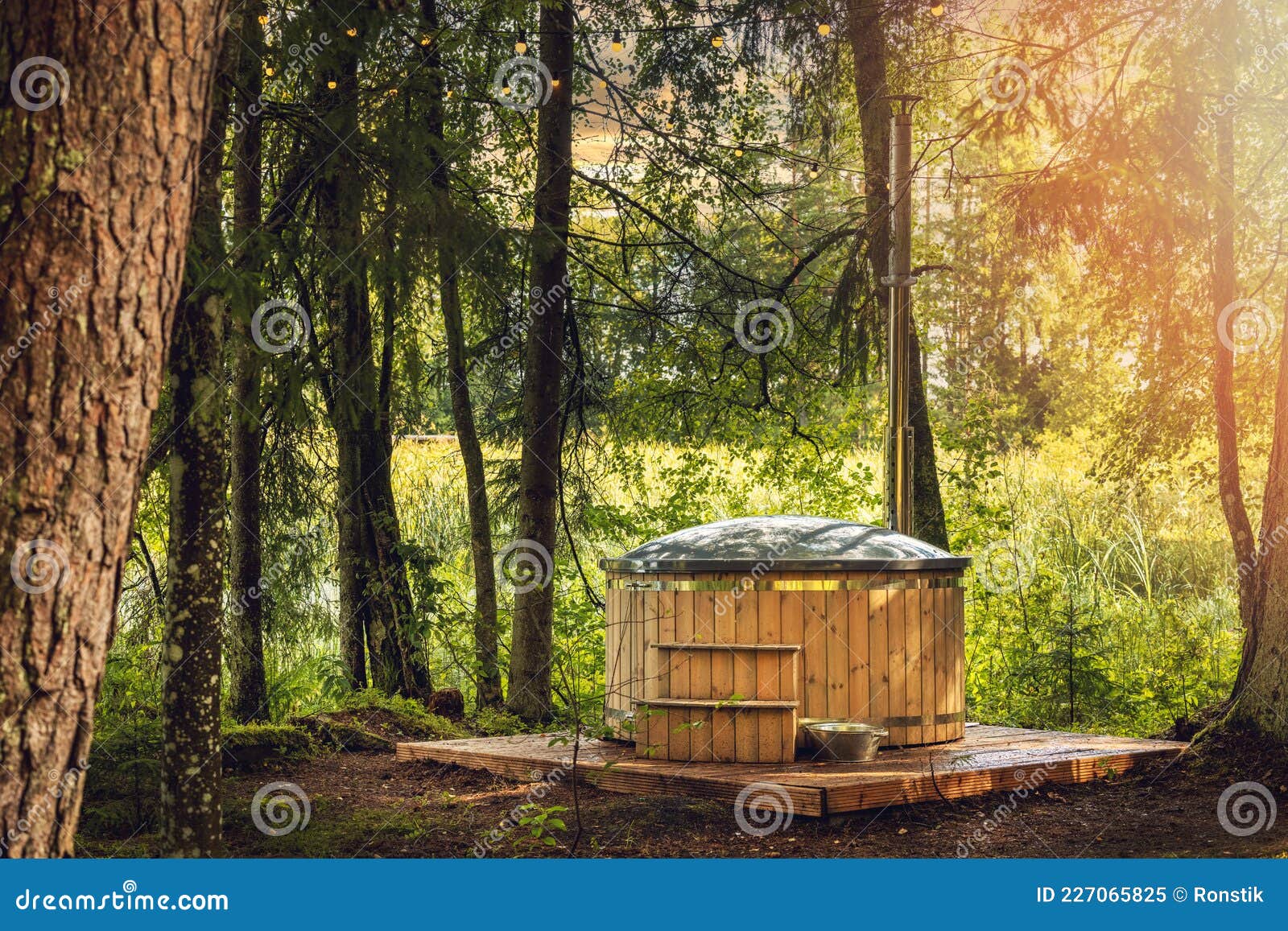 Wood Fired Hot Tub In The Forest Stock Image Image Of Chimney Nature