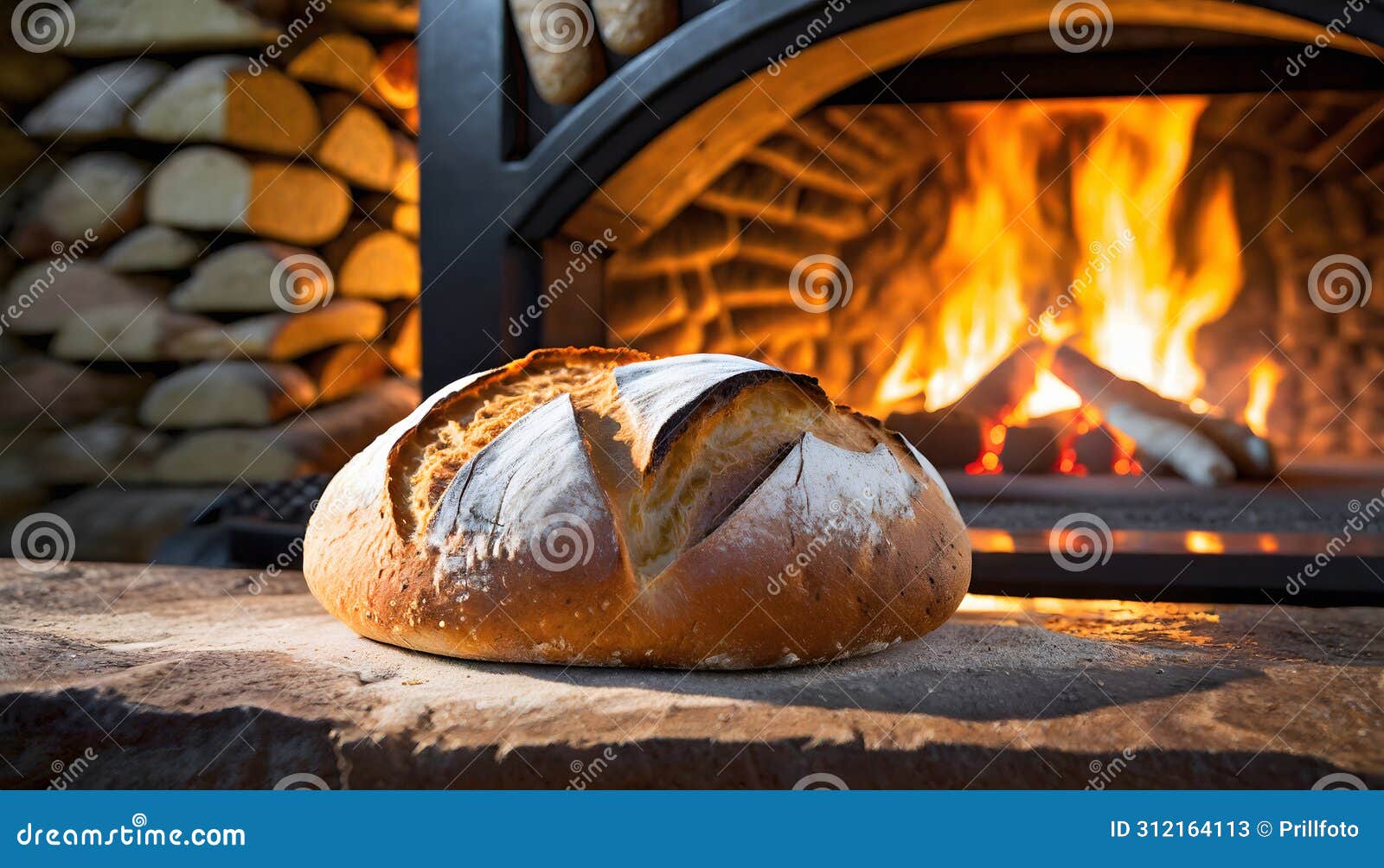 Wood-fired loaf of bread stock illustration. Illustration of freshness ...