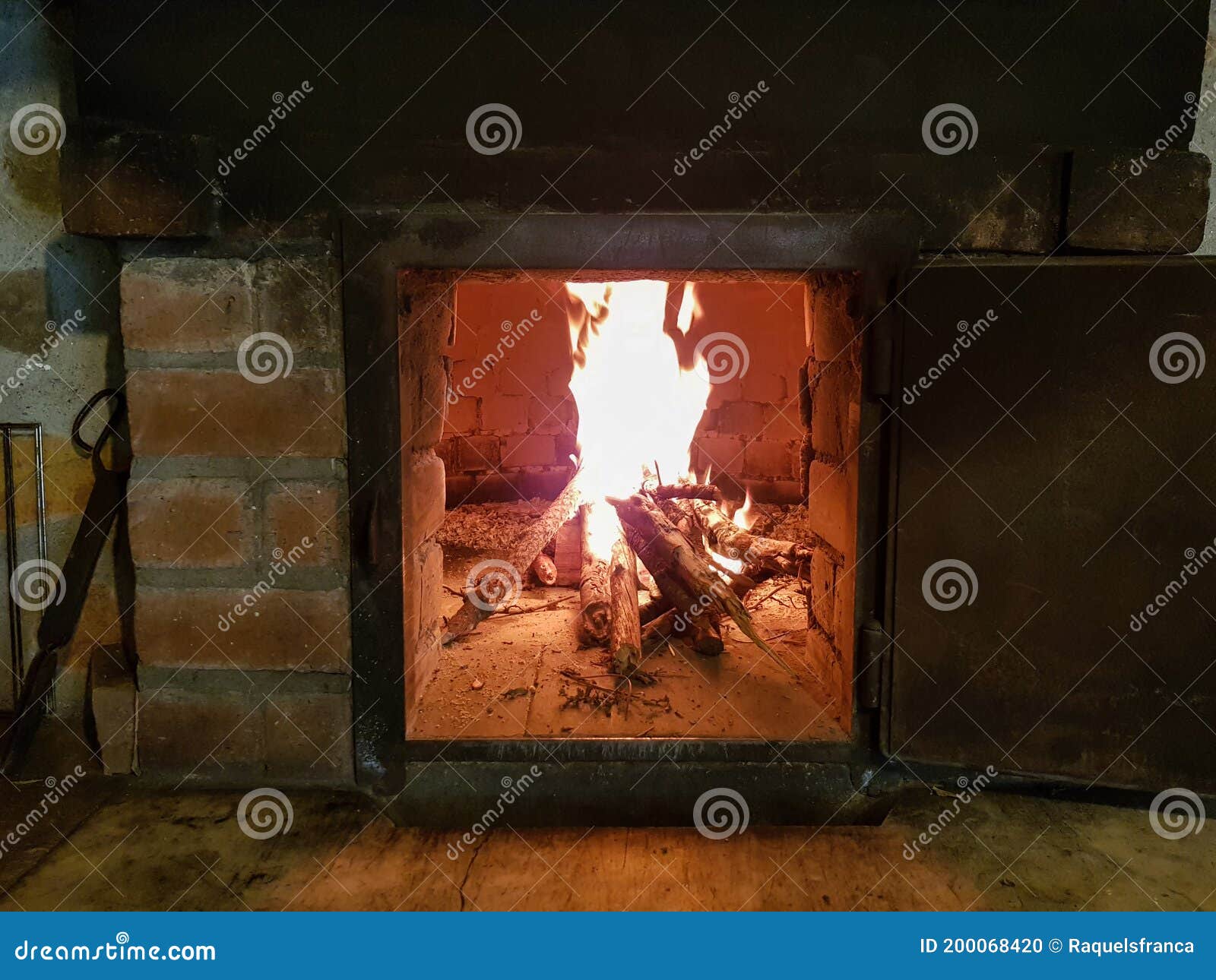 Wood-fired Oven with Burning Wood Inside Stock Photo - Image of blaze ...