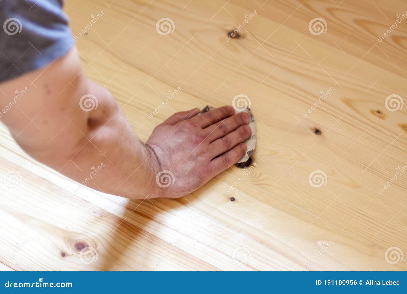 Wood Floor Sanding. the Wizard Processes the Tree. Construction Stock ...