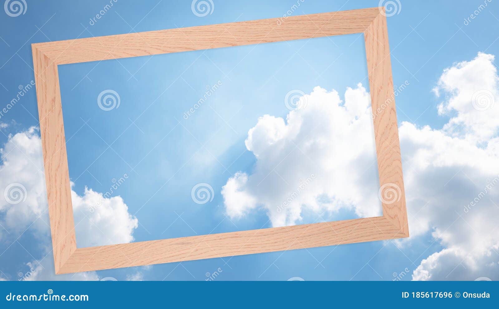 Wood Frame with Blue Sky Background Stock Photo - Image of concept ...