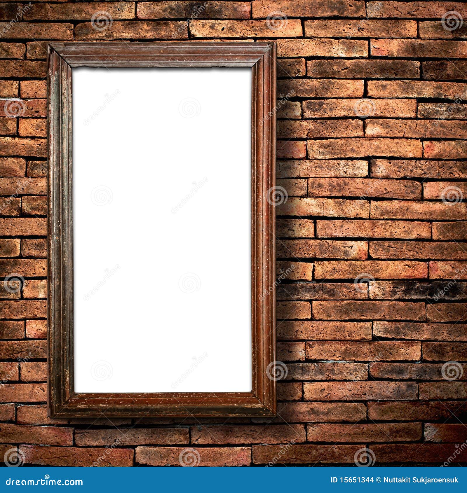 Wood frame brick wall stock photo. Image of concrete - 15651344