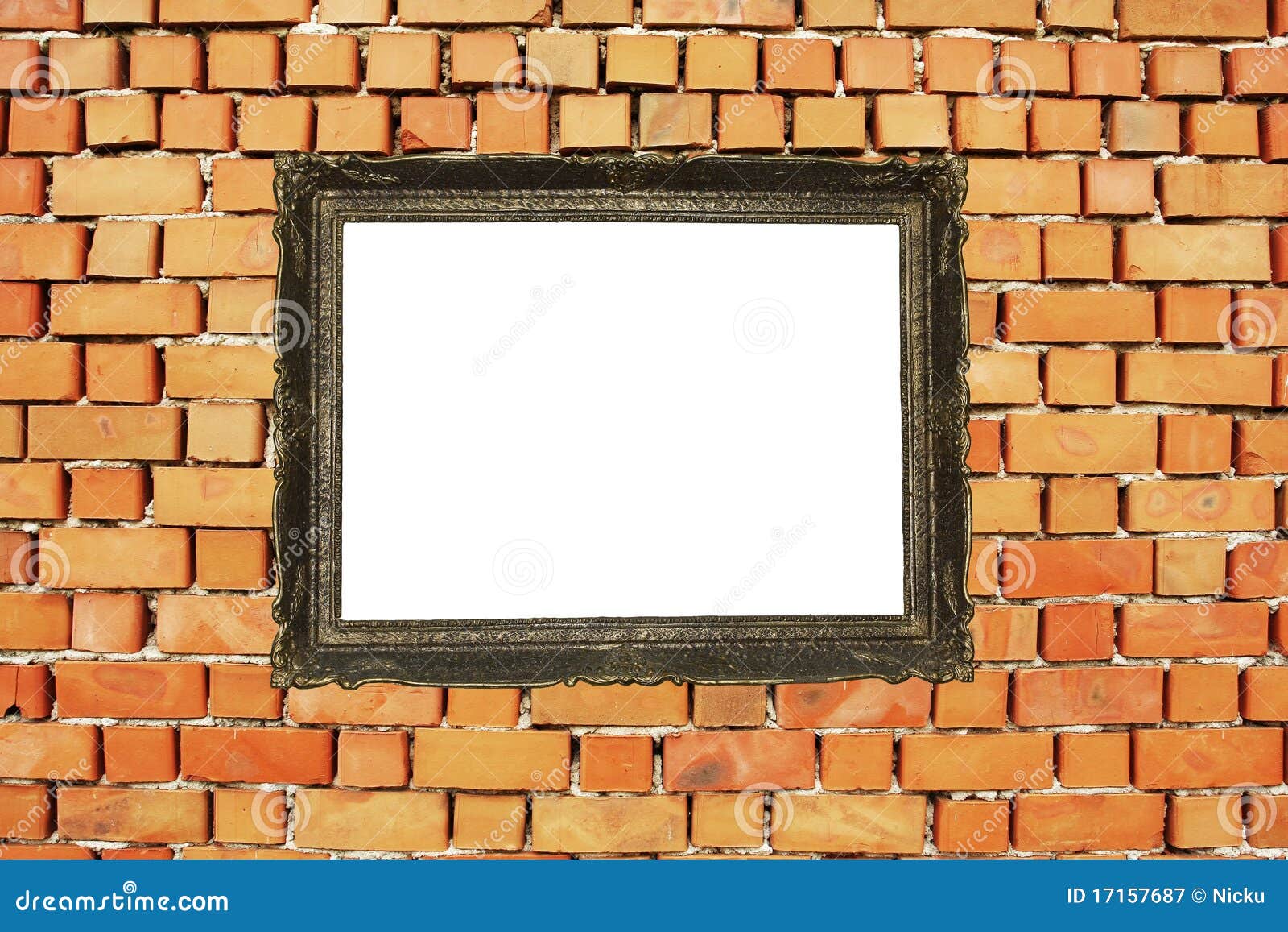 Wood frame on brick wall stock image. Image of view, blank - 17157687