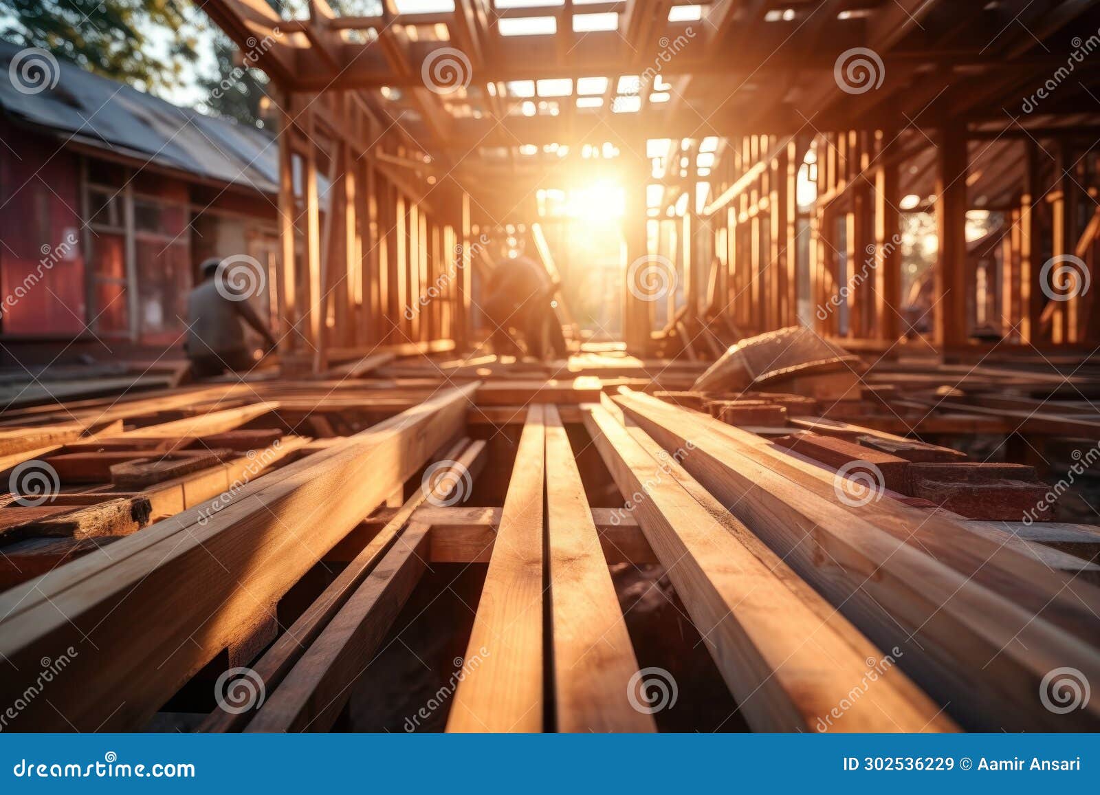 Wood Frame Building Construction in Progress, Construction and ...