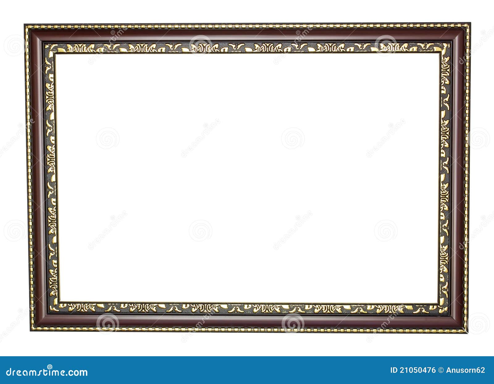 Wood frame with gold edges stock photo. Image of portrait - 21050476