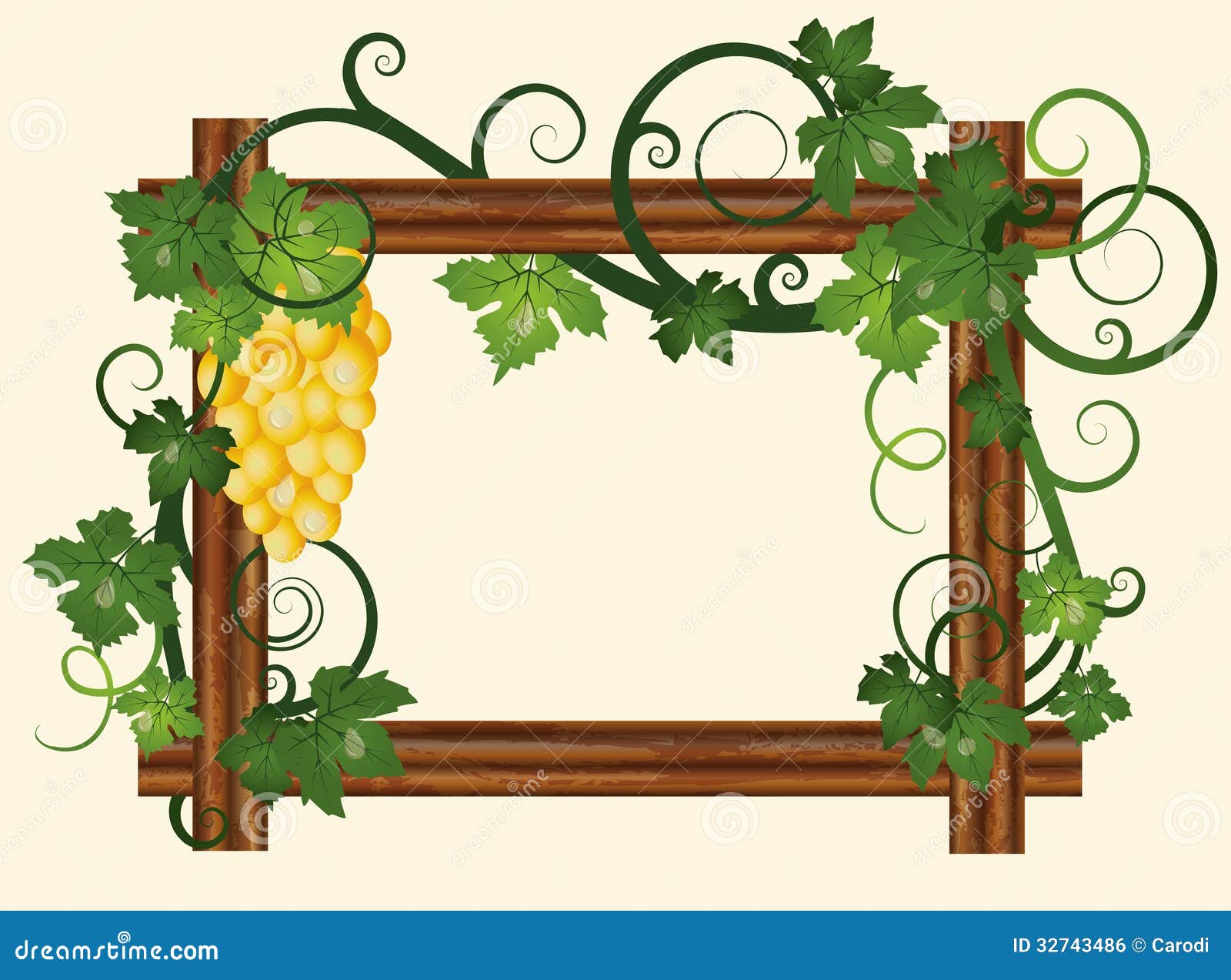 Wood frame with grape stock vector. Illustration of border - 32743486