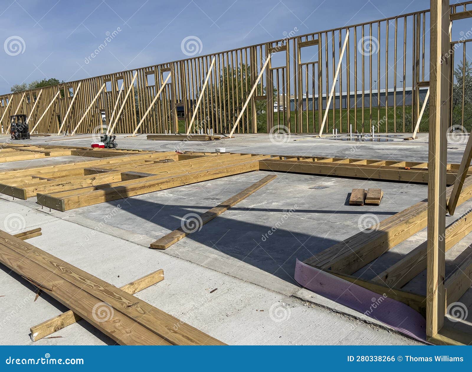 Wood Framework Coming Together for New Commercial Building Under ...