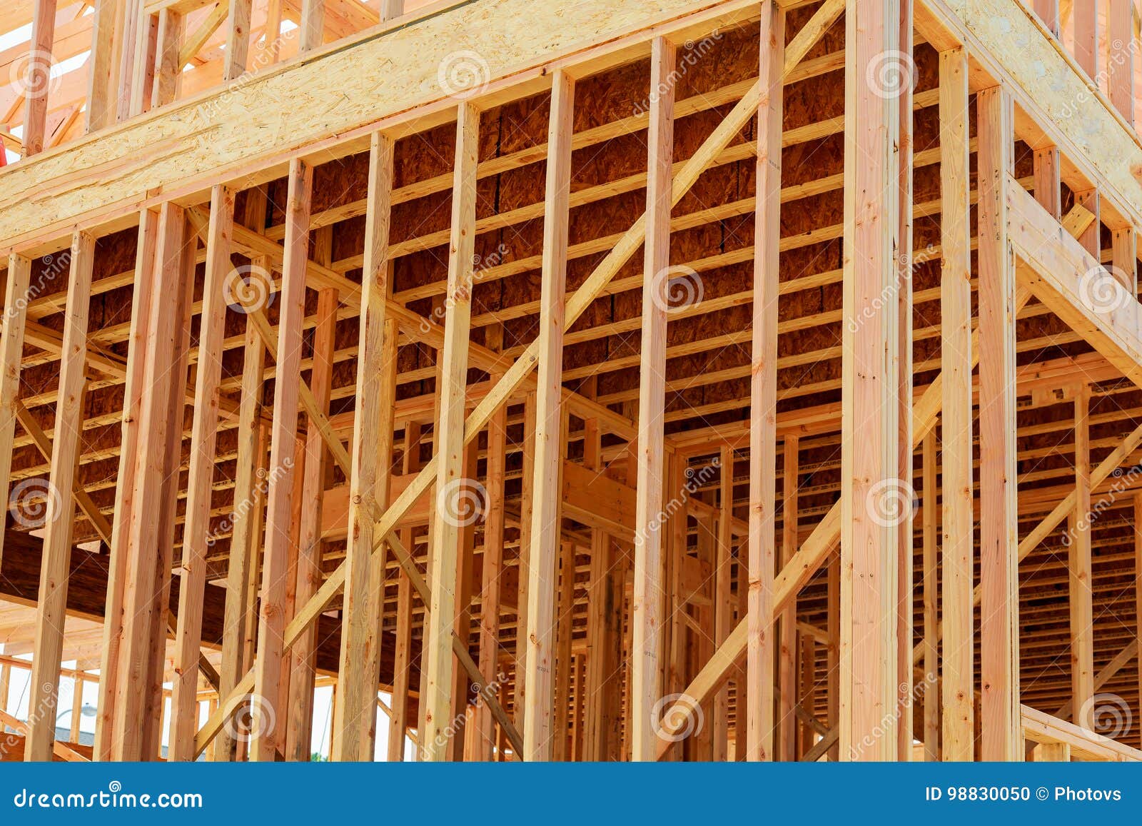 Wood Framework of New Residential Home Under Construction. Stock Photo ...