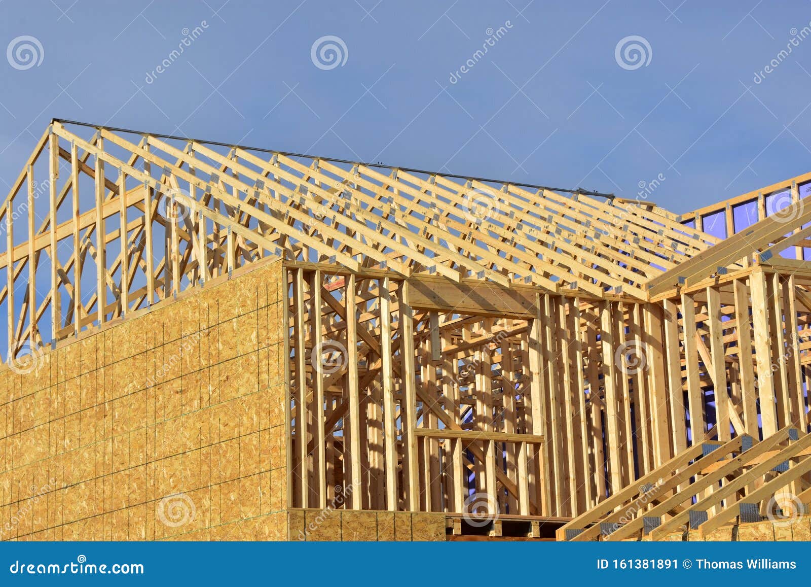 Wood Framework of New Residential Home Under Construction. Stock Image ...
