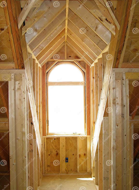 Wood framing for dormer stock photo. Image of house, frame - 1578340