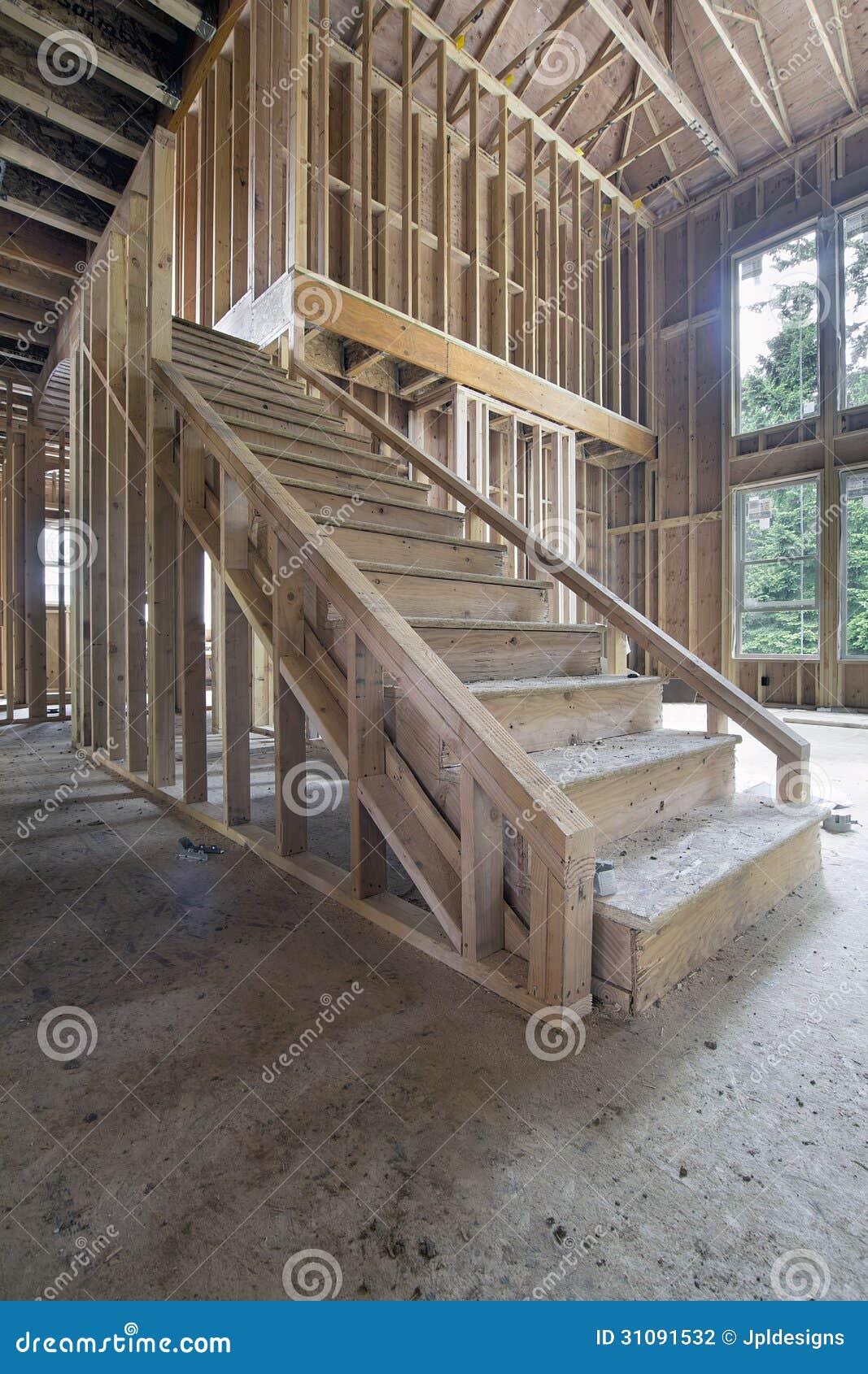 Wood Framing for House Staircase Stock Photo - Image of floor, view ...