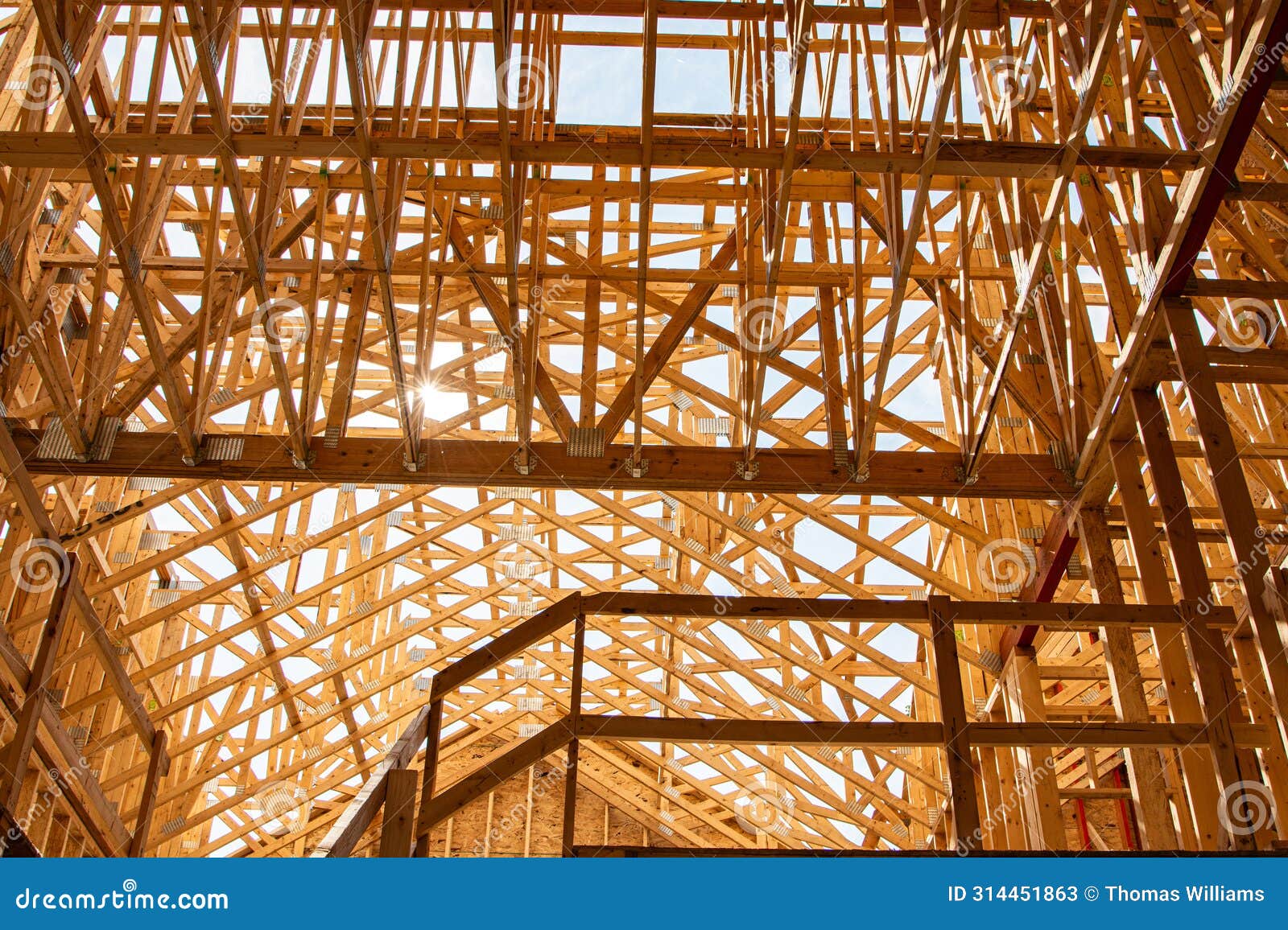 Wood Framing of New Residential Structure. Stock Image - Image of ...