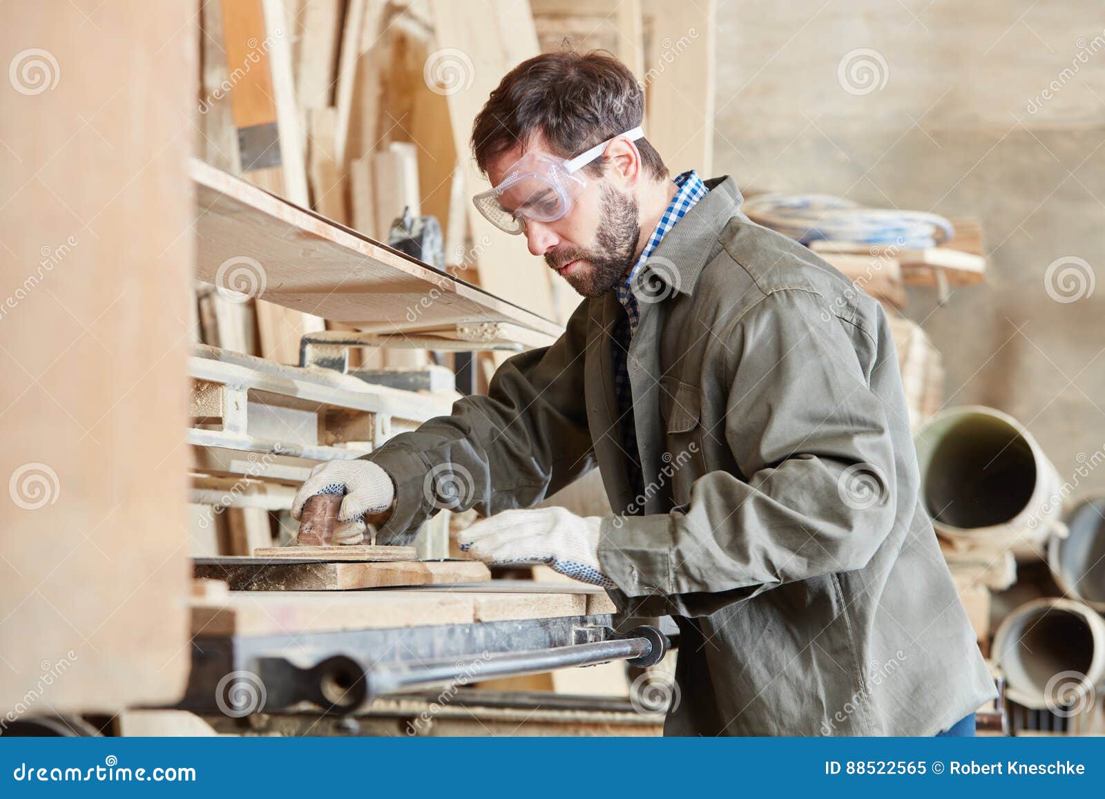 Wood Grinding at Carpentry Shop Stock Image - Image of people, joiner ...