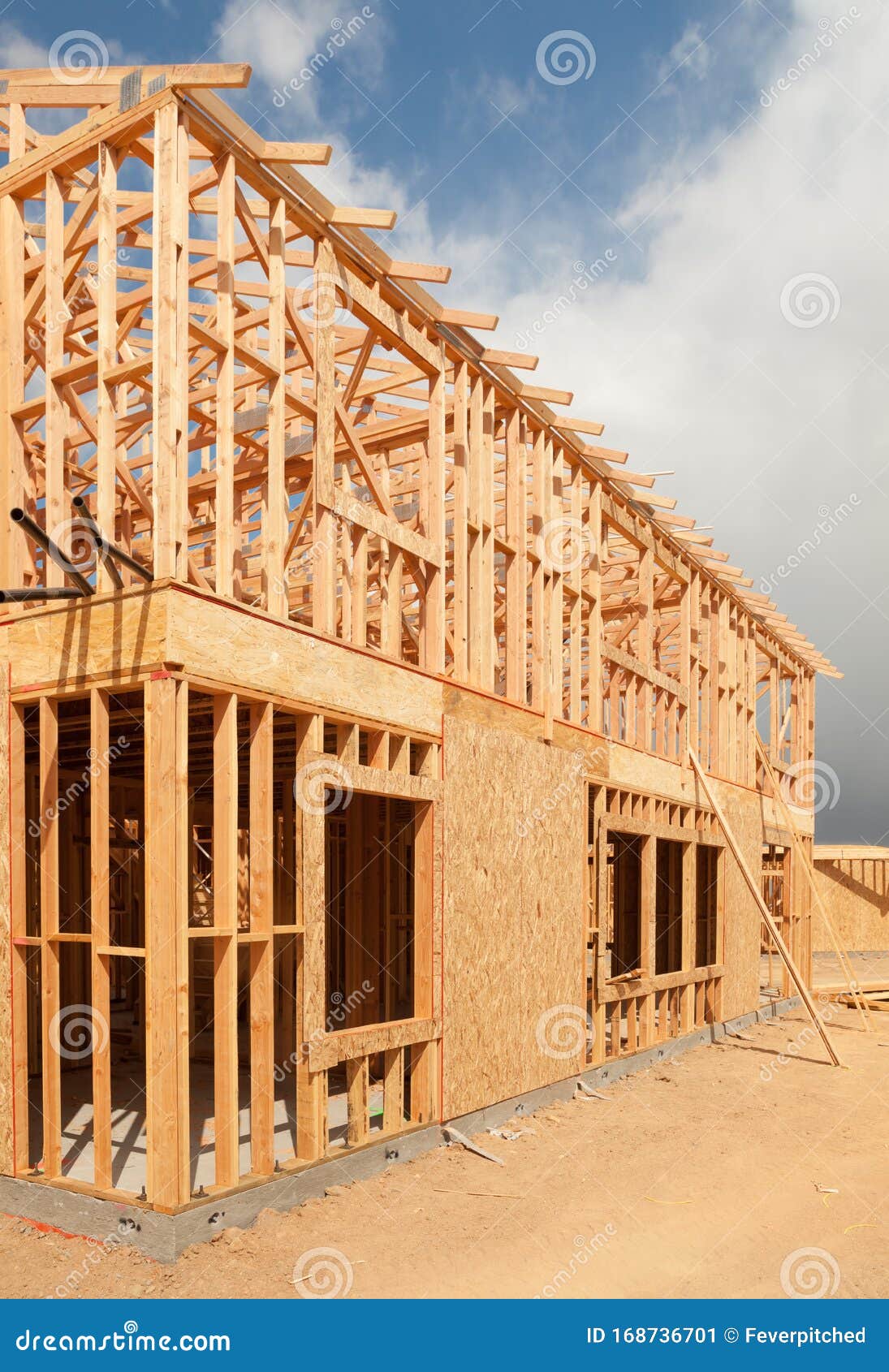 Wood Home Framing Abstract at Construction Site Stock Image - Image of ...