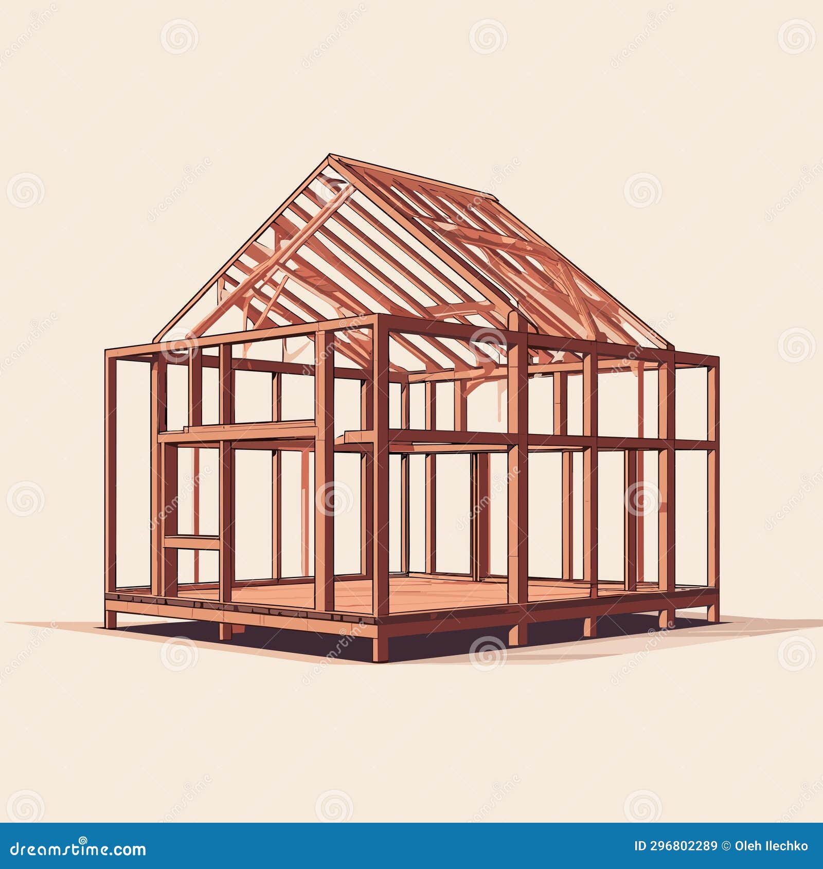 Wood House Frame Vector Flat Minimalistic Isolated Illustration Stock ...