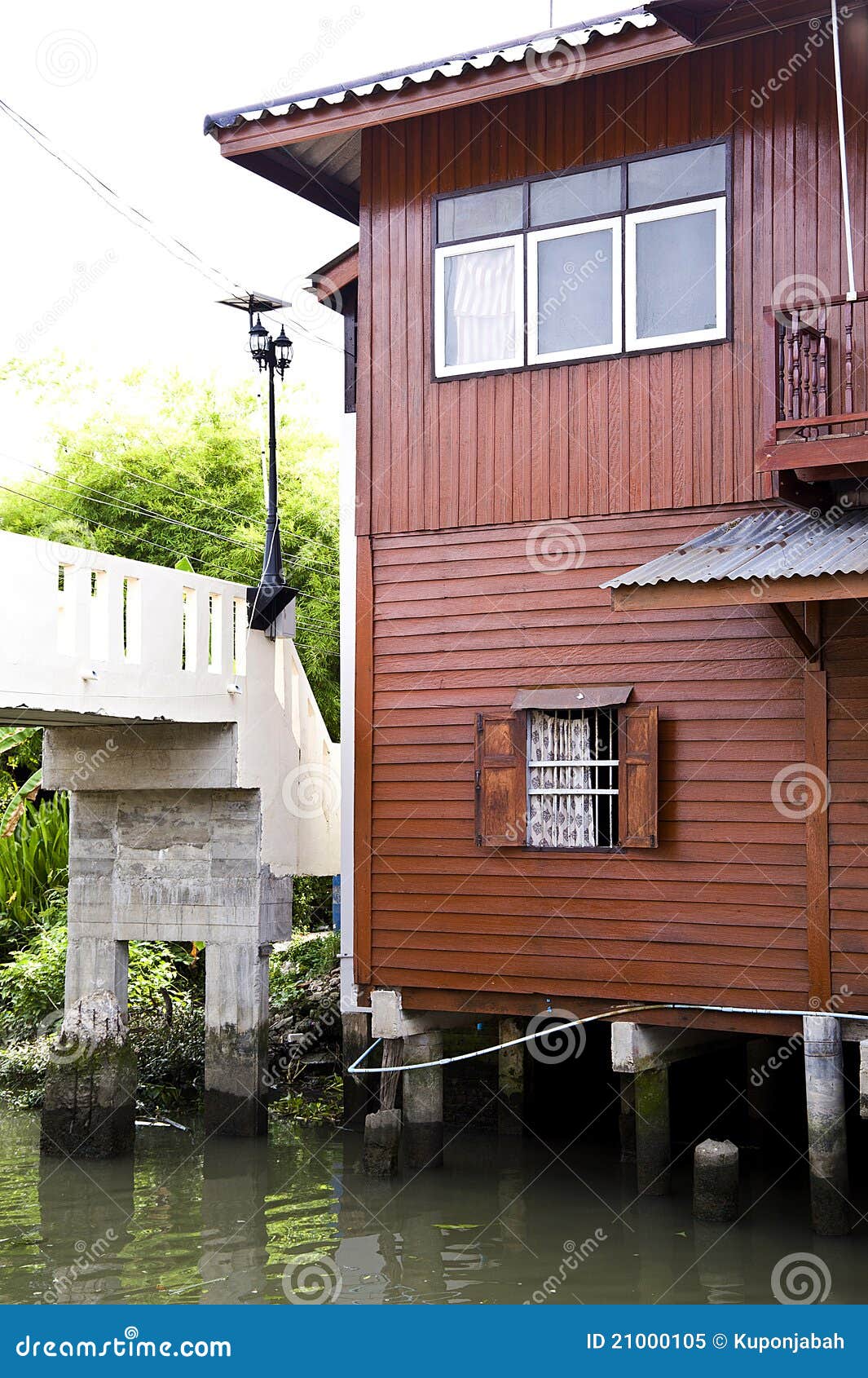 Wood house near the river stock image. Image of residence - 21000105