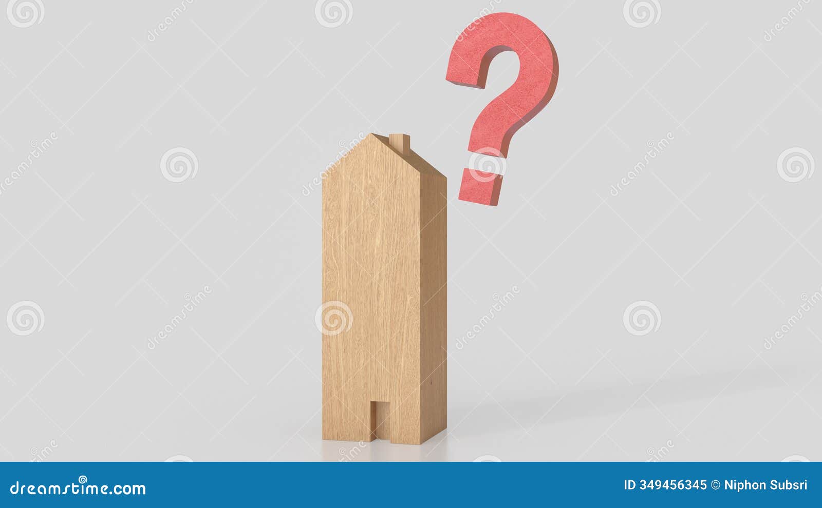 The Wood House and Question Mark for Property Concept 3d Rendering ...