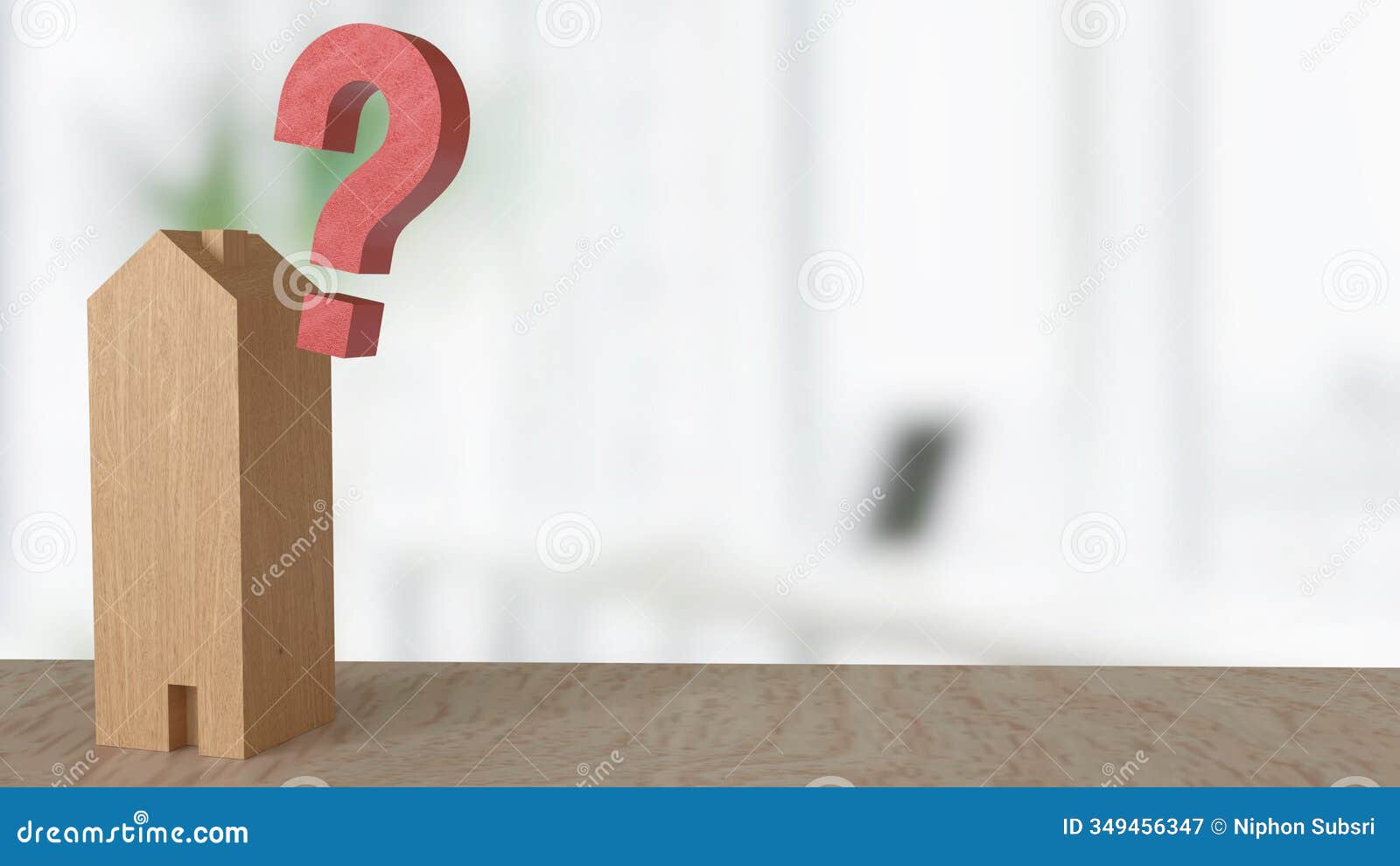 The Wood House and Question Mark for Property Concept 3d Rendering ...