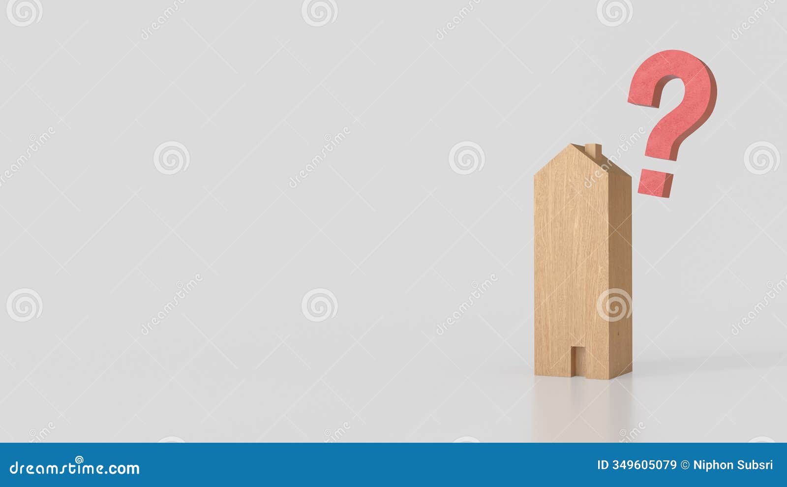 The Wood House and Question Mark for Property Concept 3d Rendering ...