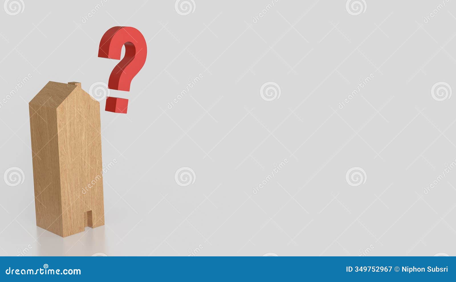 The Wood House and Question Mark for Property Concept 3d Rendering ...