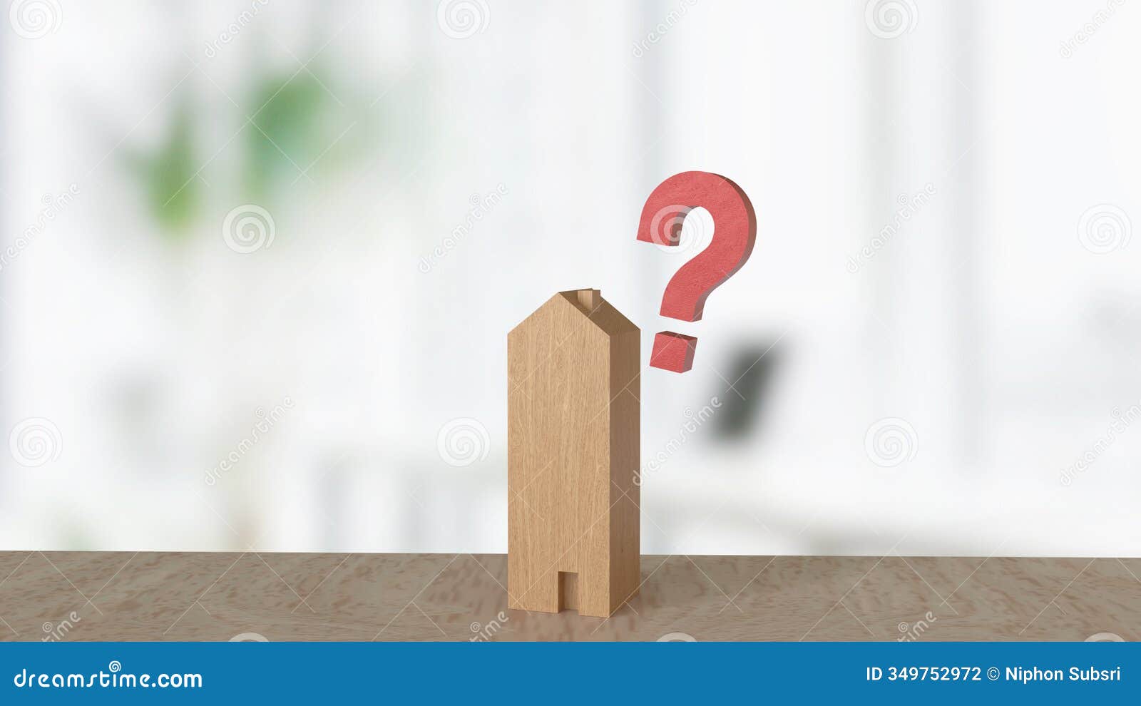 The Wood House and Question Mark for Property Concept 3d Rendering ...