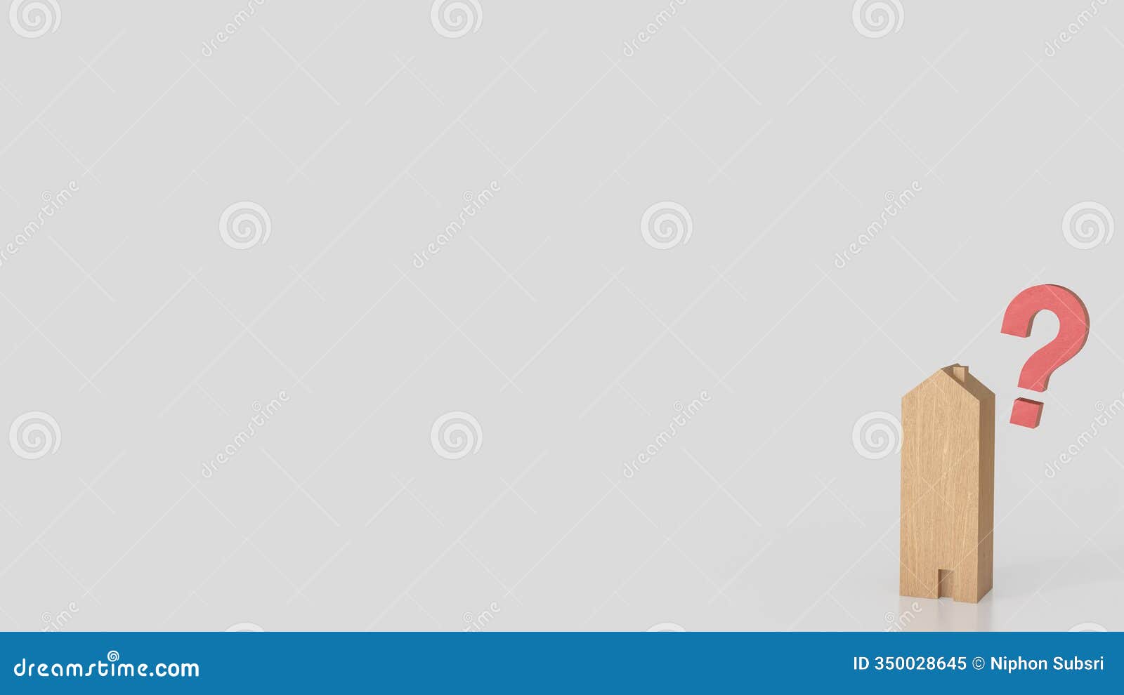 The Wood House and Question Mark for Property Concept 3d Rendering ...