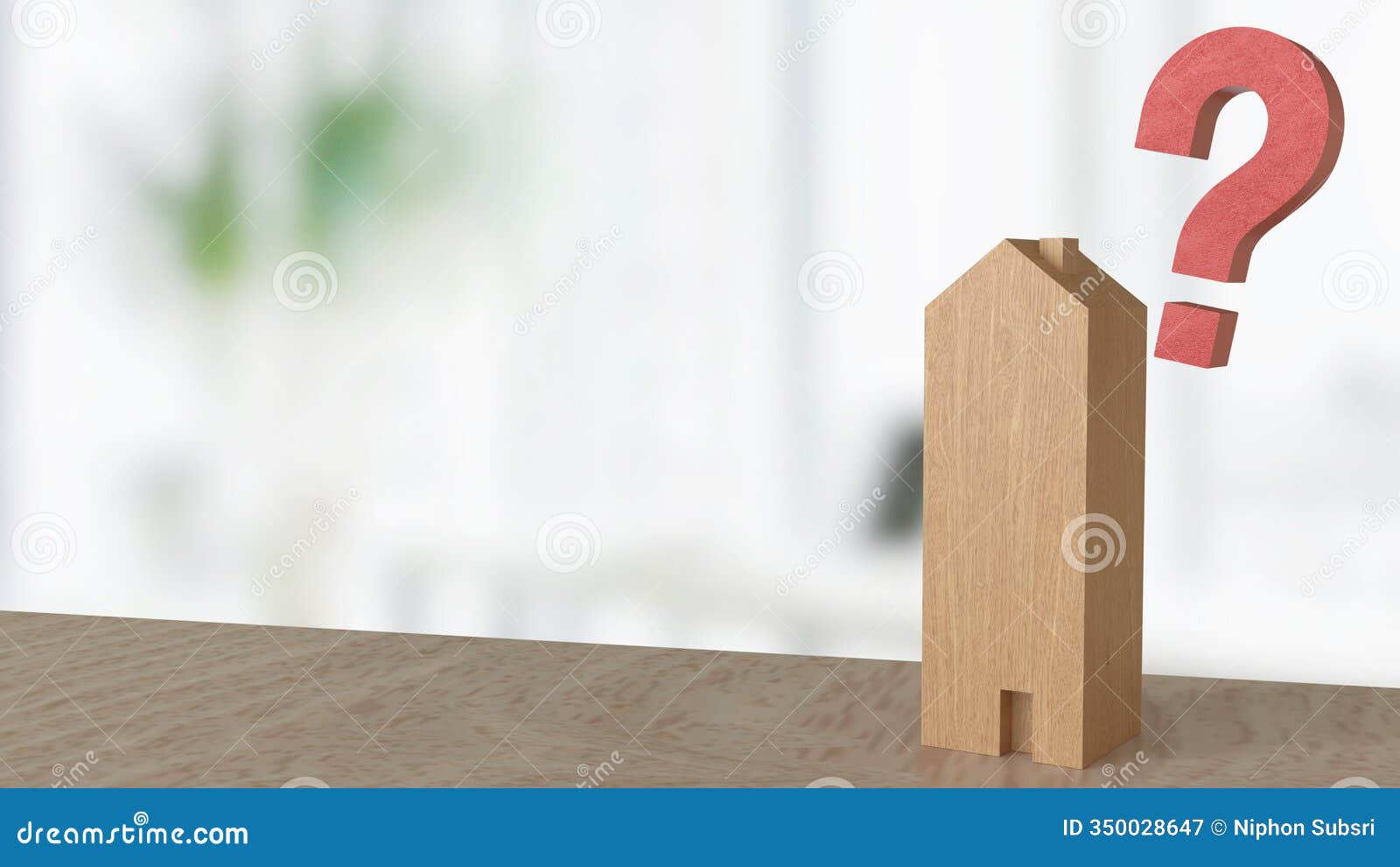 The Wood House and Question Mark for Property Concept 3d Rendering ...