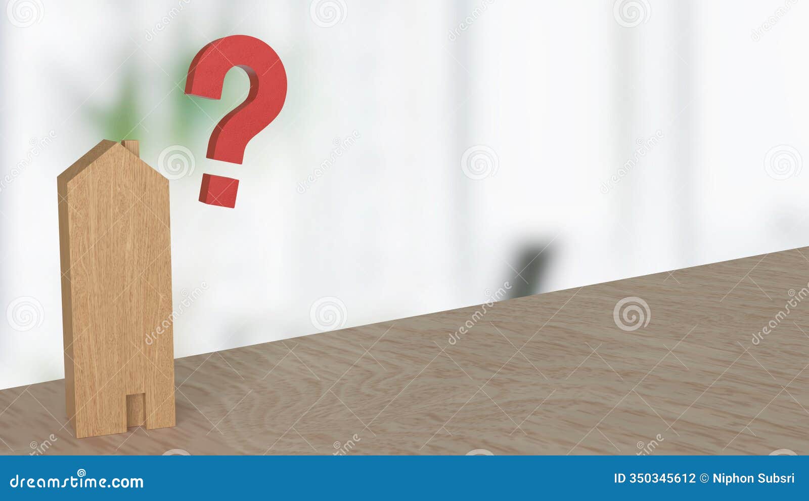 The Wood House and Question Mark for Property Concept 3d Rendering ...