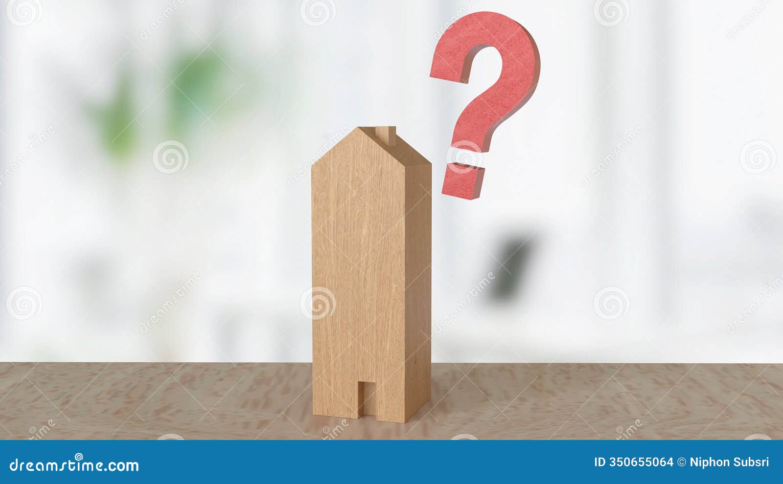 The Wood House and Question Mark for Property Concept 3d Rendering ...