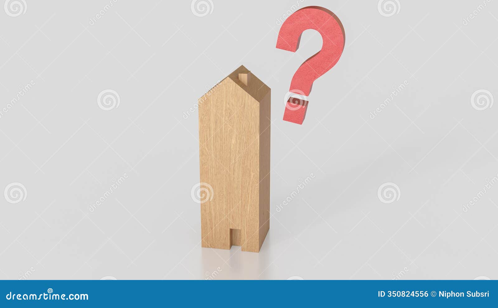 The Wood House and Question Mark for Property Concept 3d Rendering ...