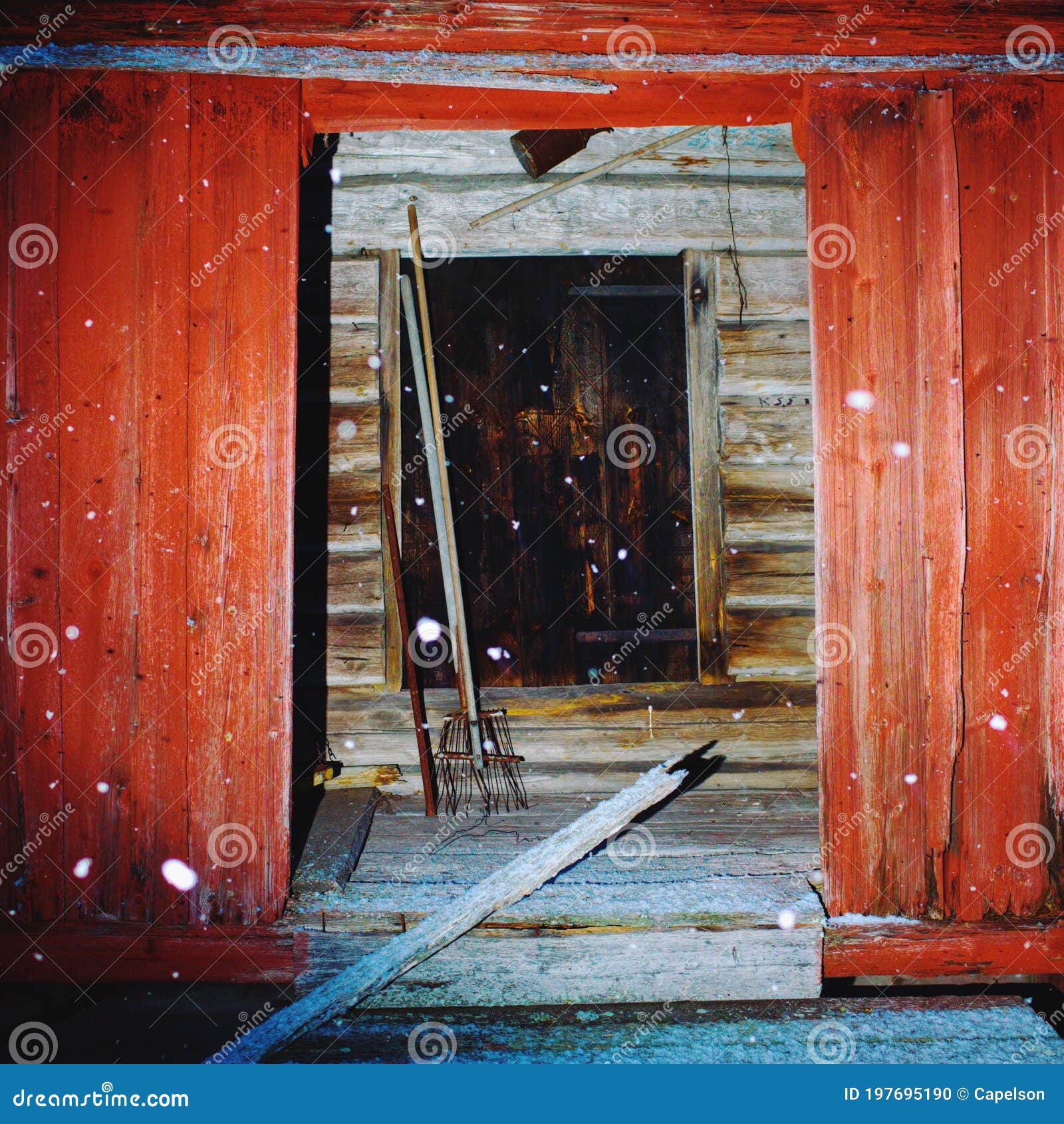 Wood house in winter stock photo. Image of grey, entry - 197695190