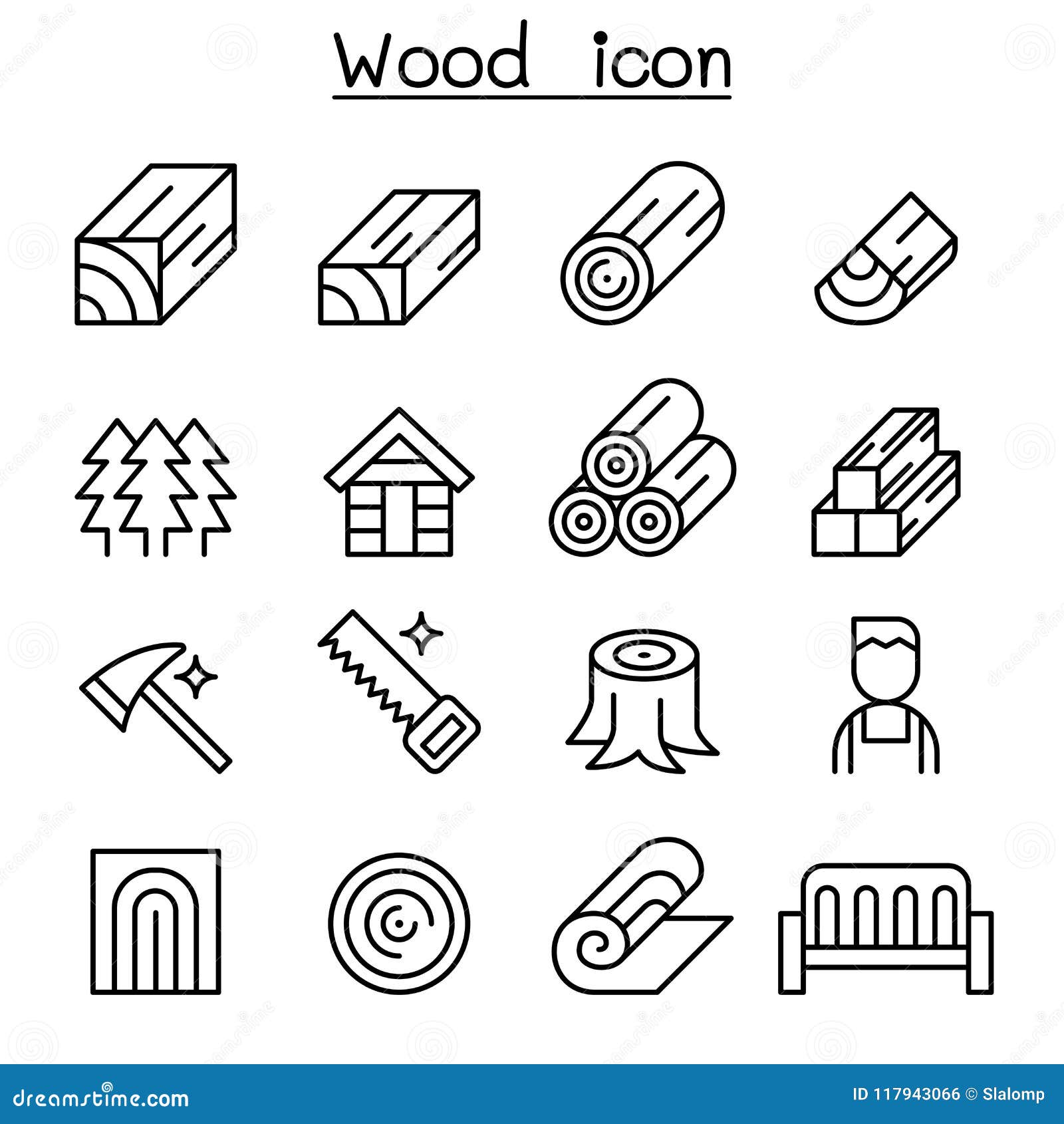 Wood Icon Set in Thin Line Style Stock Vector - Illustration of ... Wood Icon Set in Thin Line Style Stock Vector - Illustration of ...