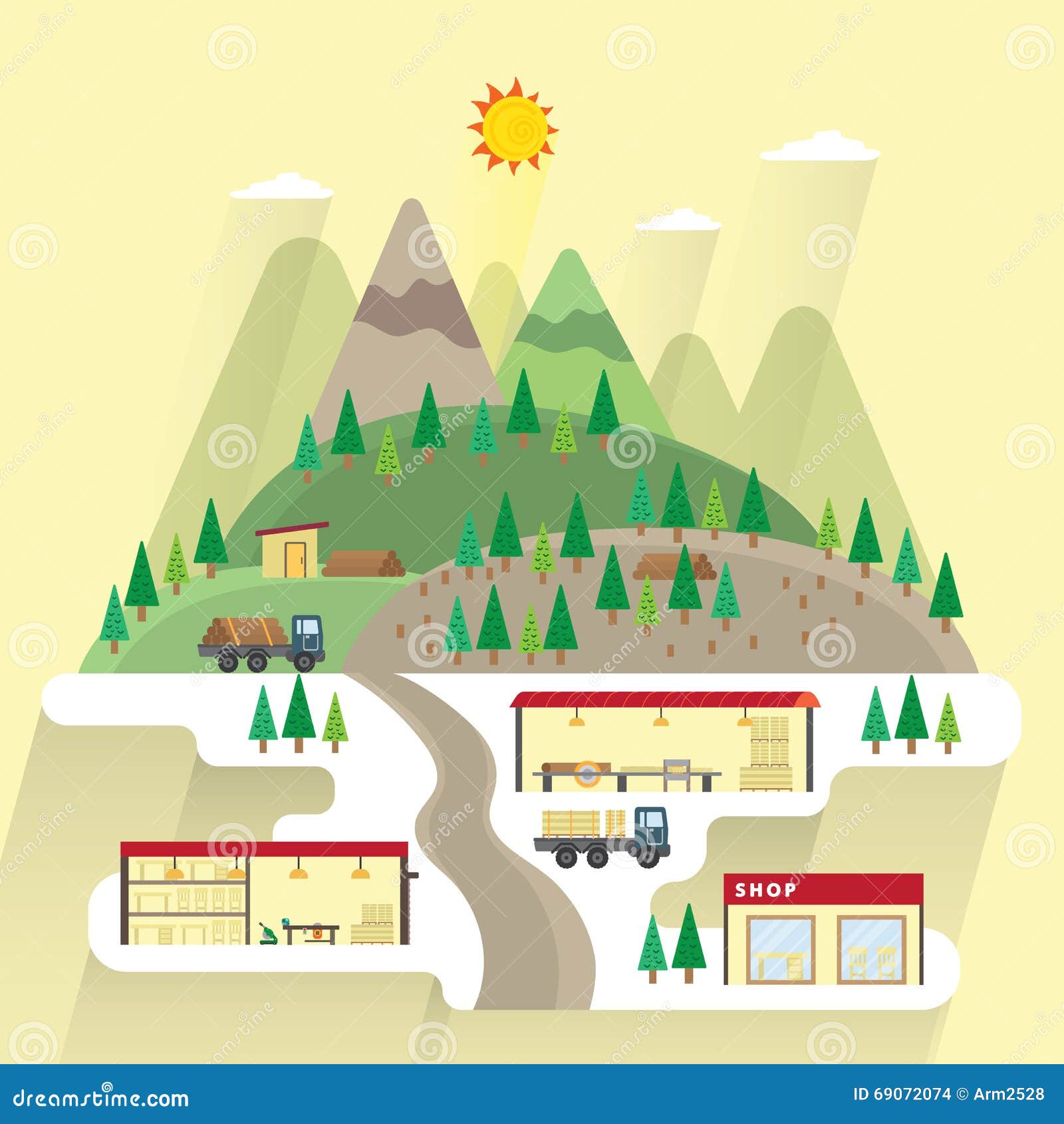 Wood industry stock vector. Illustration of simple, factory - 69072074