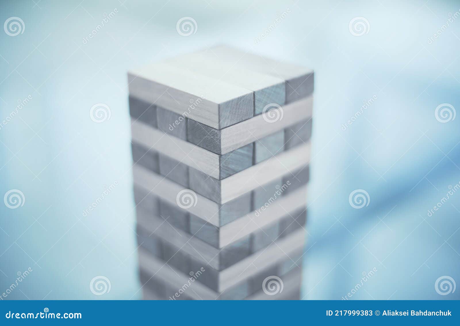 Wood Jenga on Glass Table. Learning and Development Concept Stock Image ...