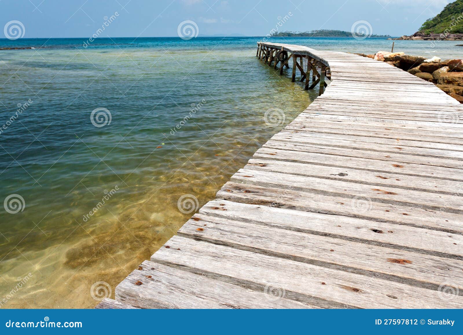 Wood jetty in tropical sea stock photo. Image of season - 27597812