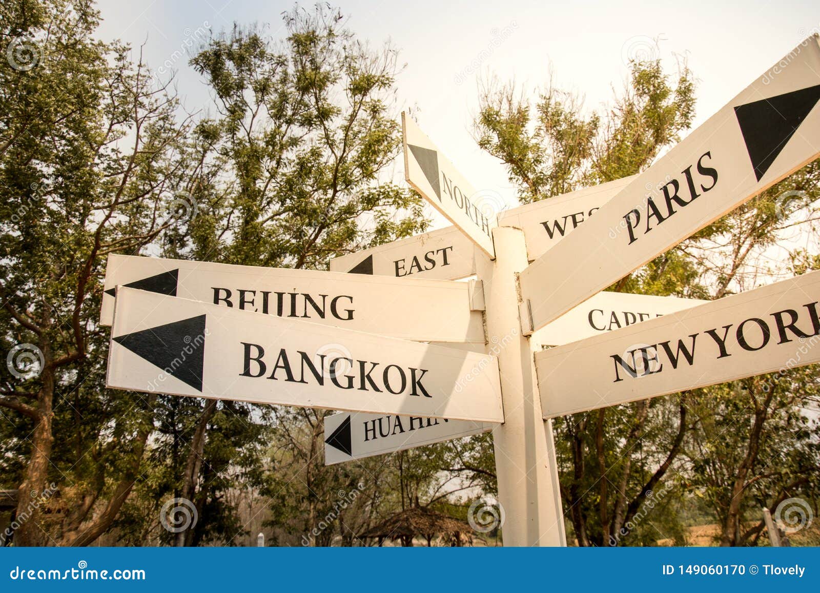 The Wood Label Guide City Signboard Stock Photo - Image of direction ...