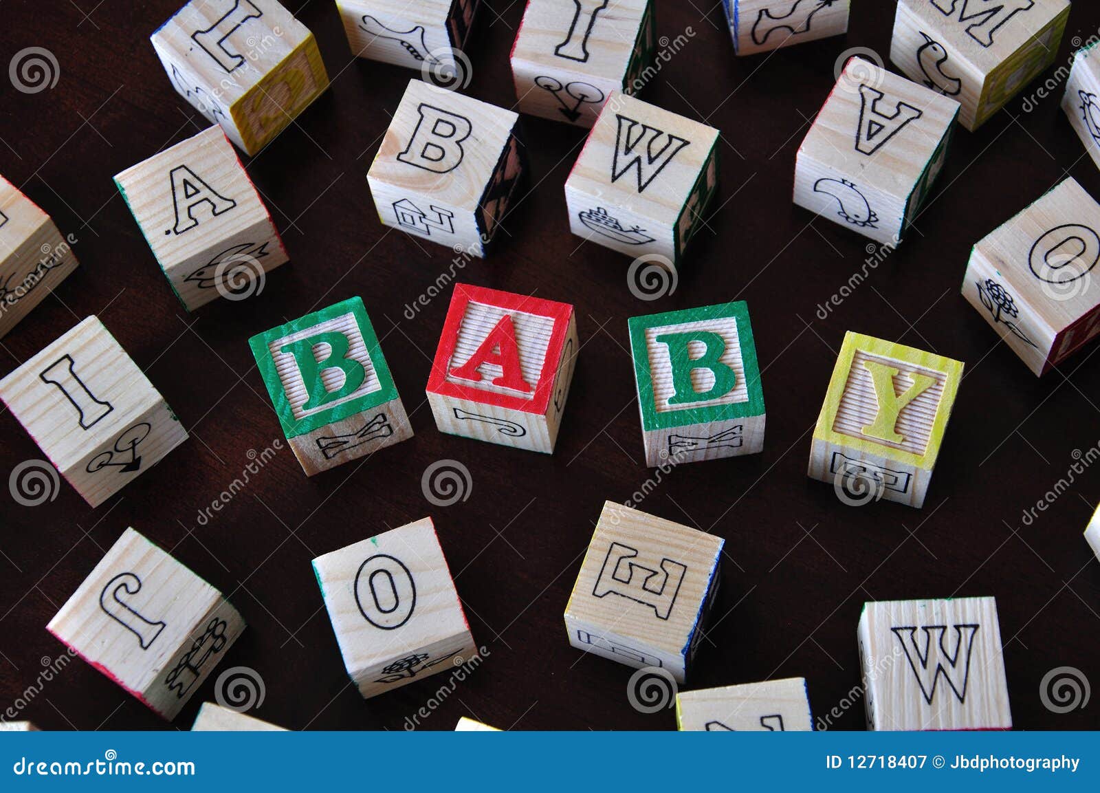 Wood letter blocks baby stock image. Image of spell, color - 12718407