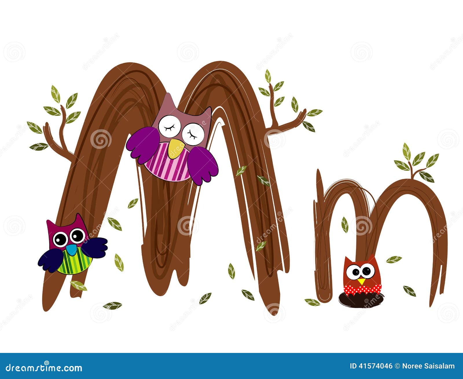 Wood Letter M owl Vector stock vector. Illustration of living - 41574046