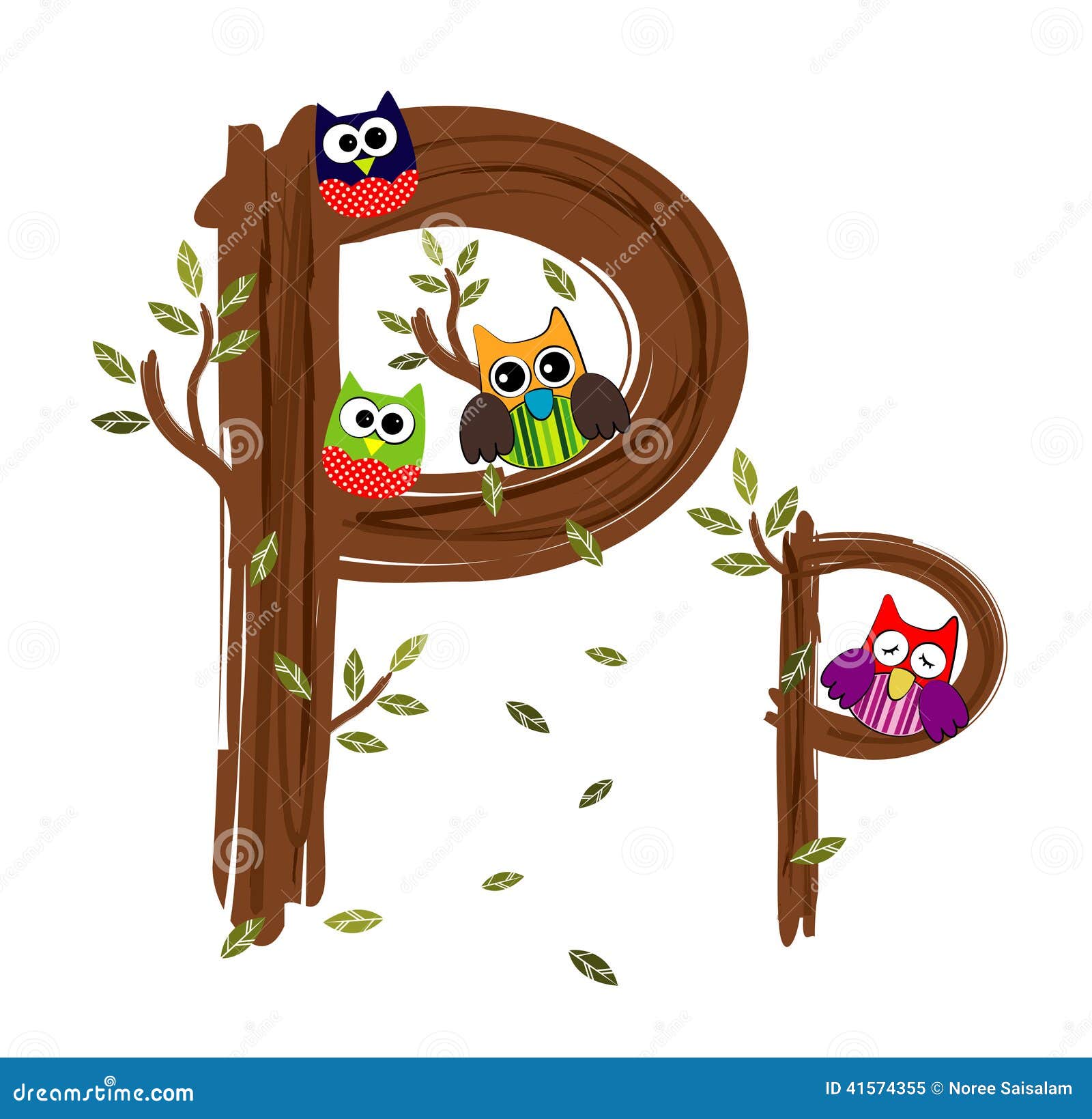 Wood Letter P owl Vector stock vector. Illustration of artwork - 41574355
