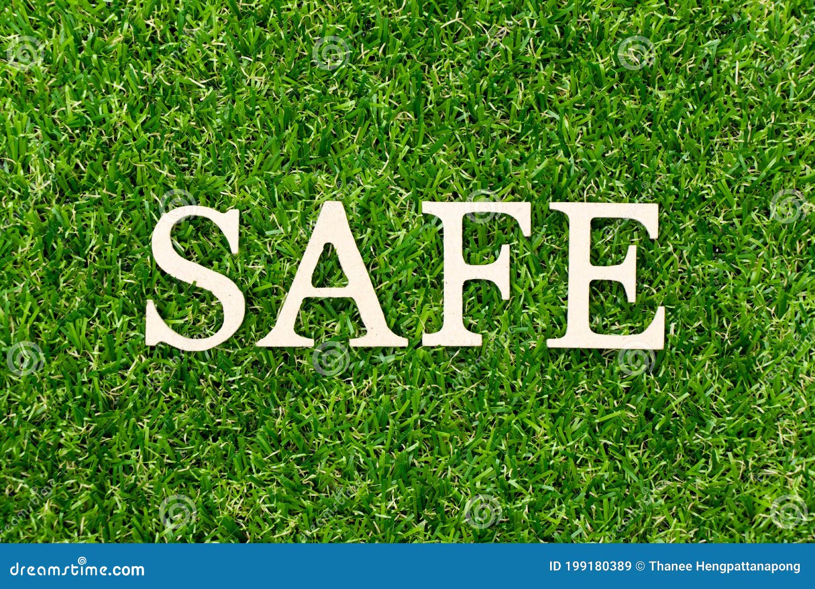 Wood Letter in Word Safe on Green Grass Stock Image - Image of ...