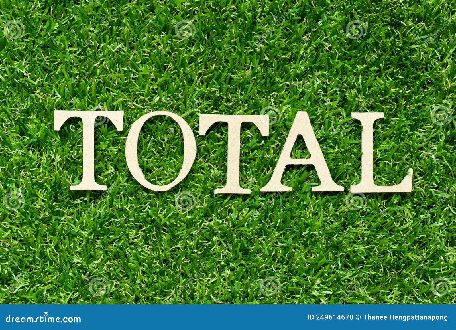 Wood Letter in Word Total on Green Grass Background Stock Photo - Image ...