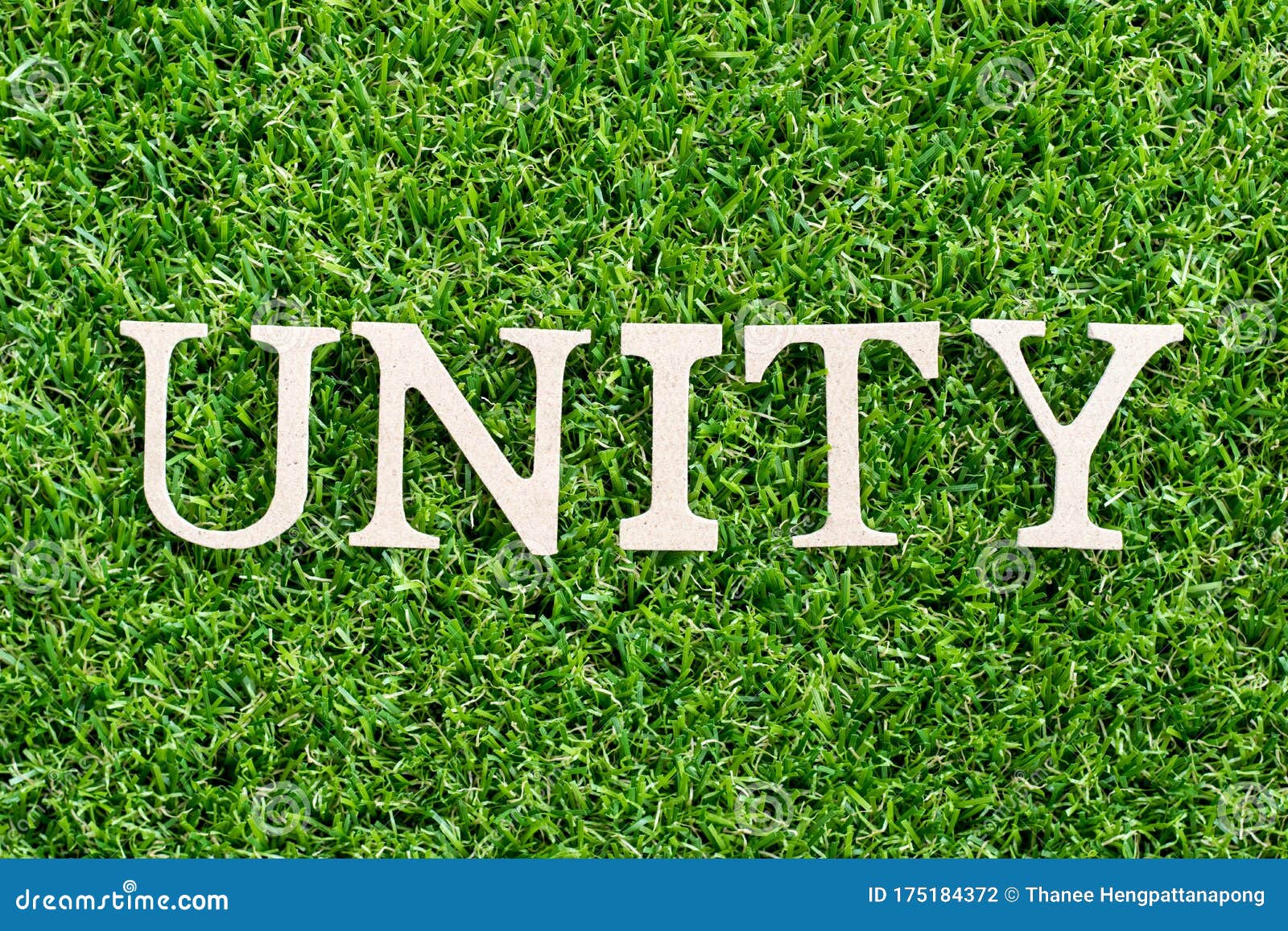 Wood Letter in Word Unity on Green Grass Background Stock Photo - Image ...