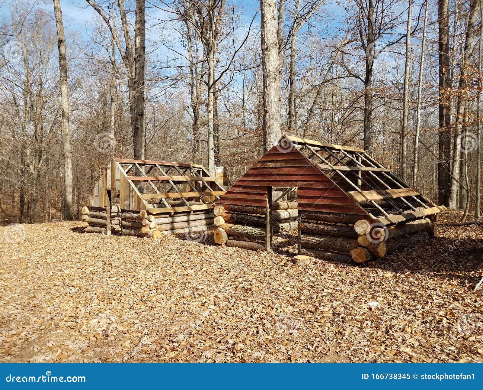 Wood or Log Cabin or Structure in the Forest or Woods Stock Image ...