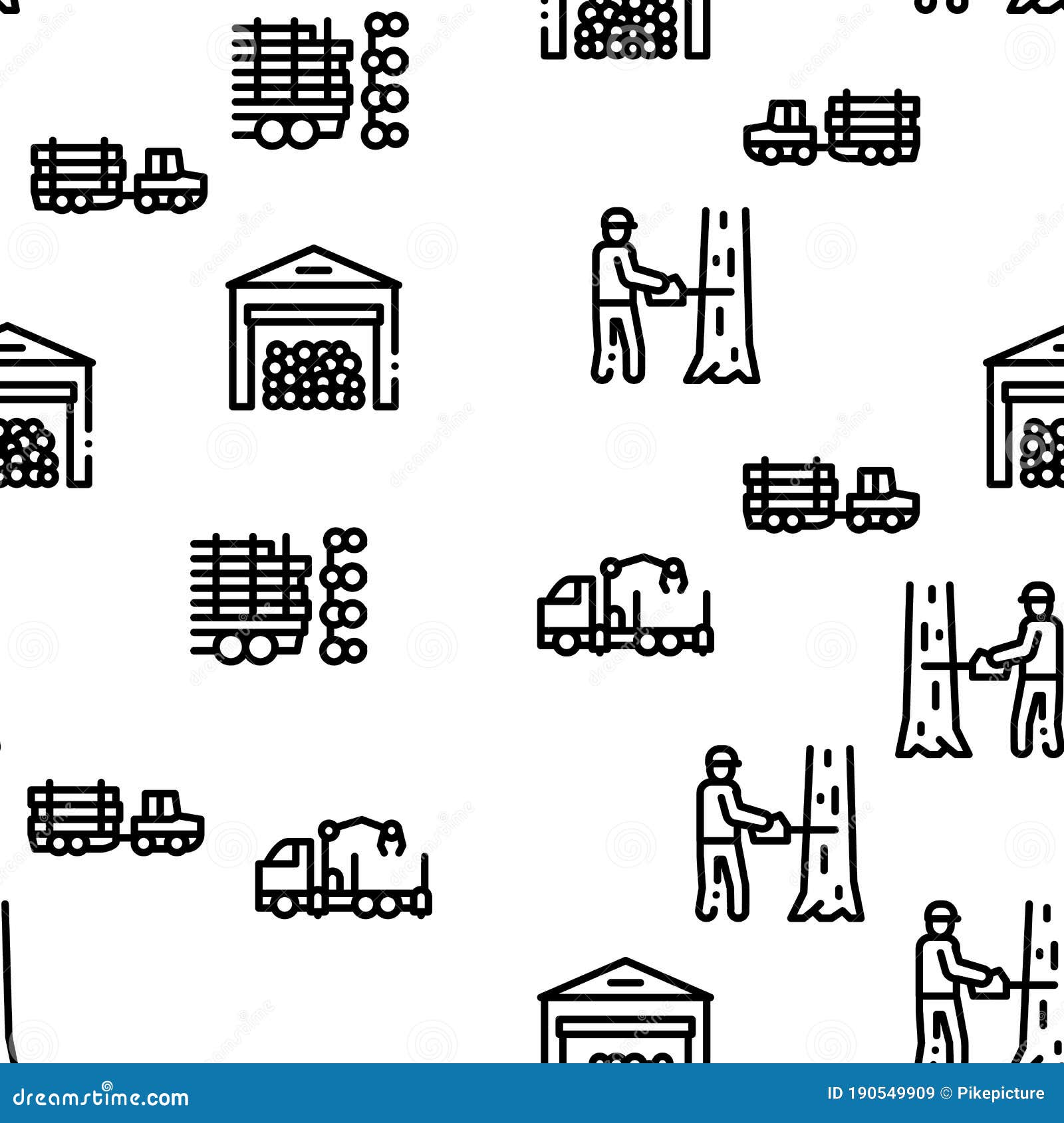 Wood Logging Industry Seamless Pattern Vector Stock Vector ...
